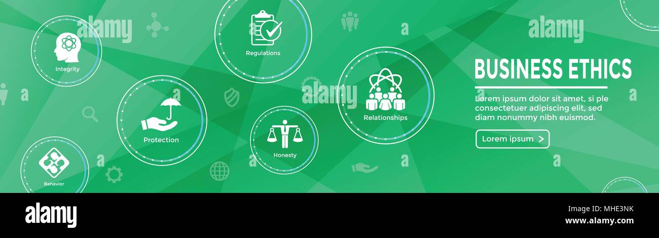 Business Ethics Web Banner Icon Set - Honesty, Integrity, Commitment ...