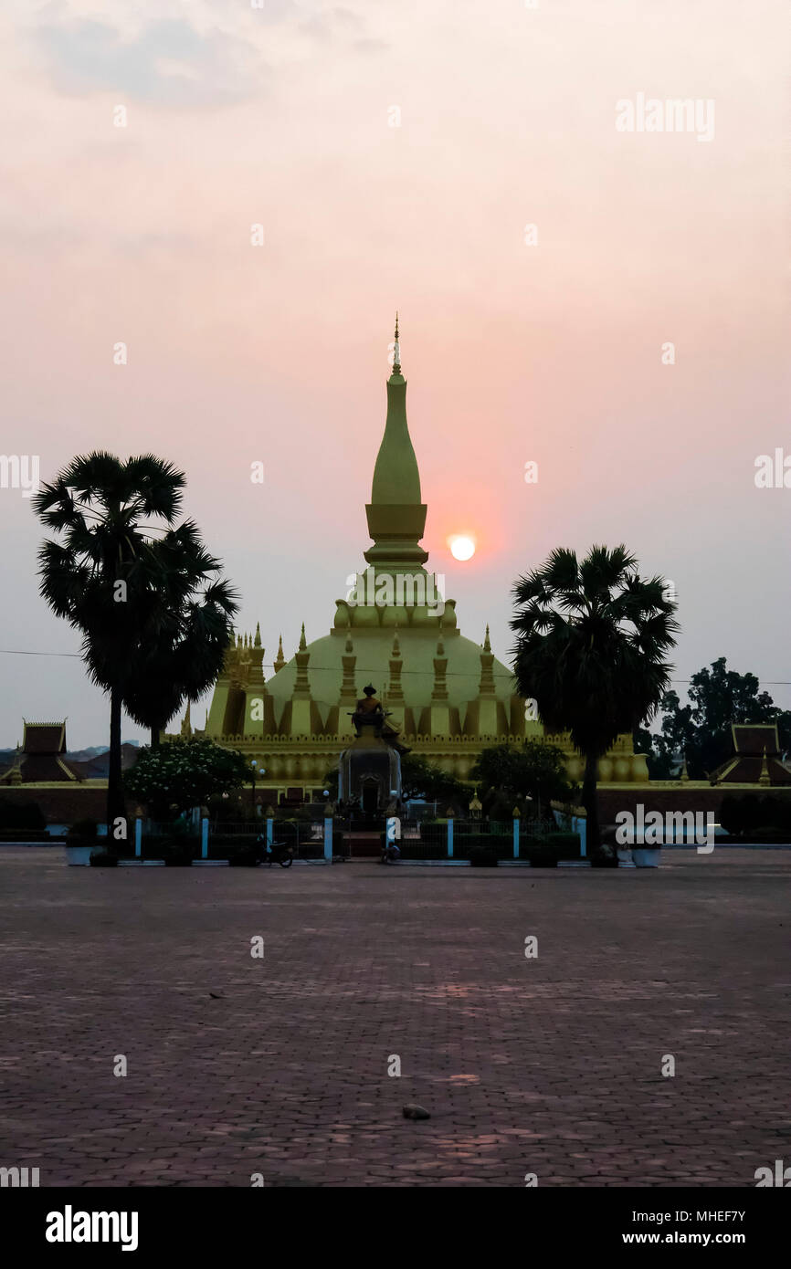 The Pha That Luang at Sunrise. Svelte and golden the Pha That Luang is ...