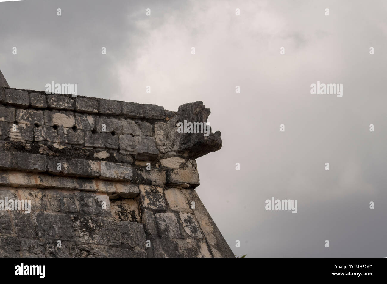 Kukulkan head detail showing fangs and tongue. This mayan deity, the ...