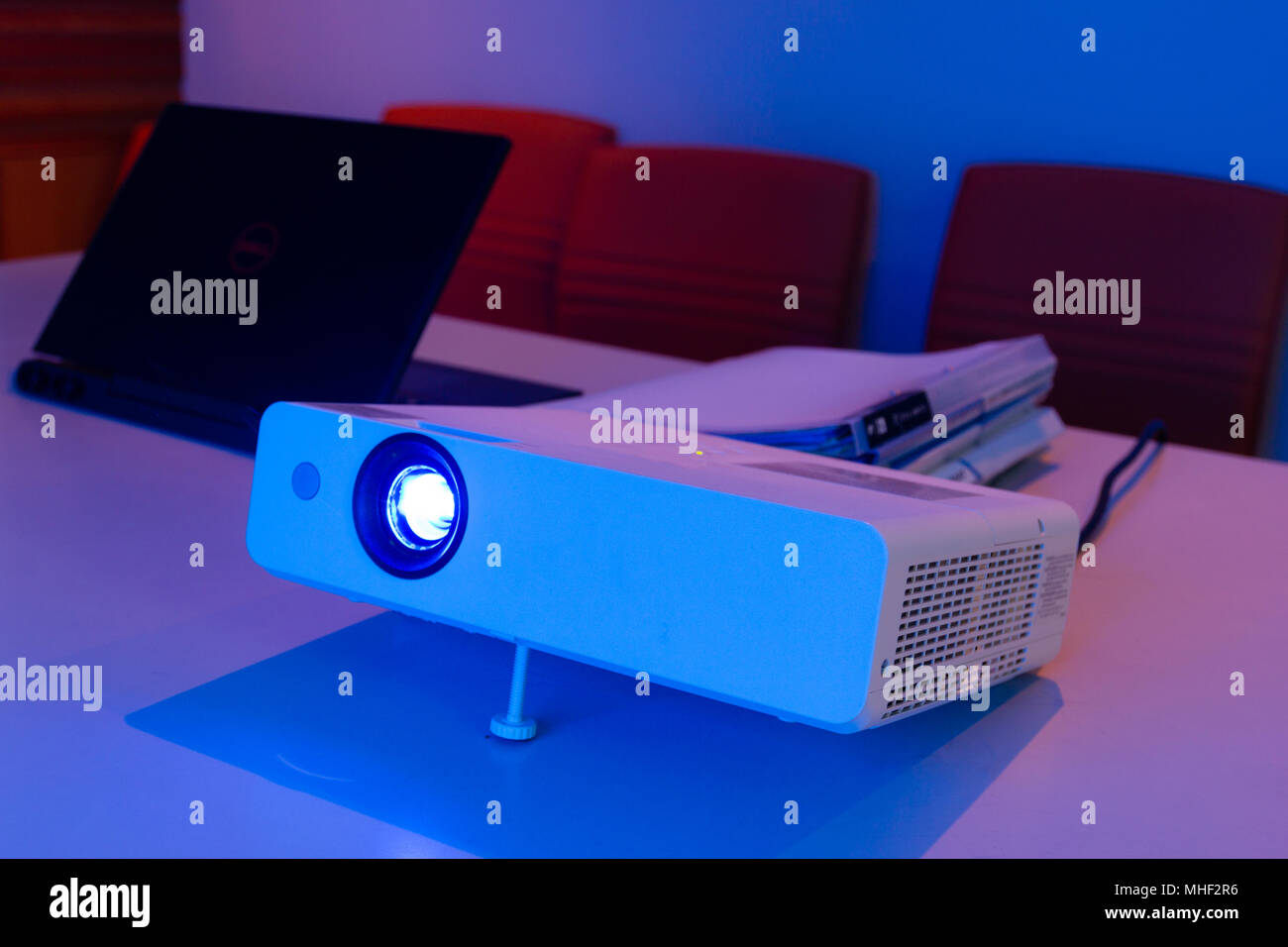 projector connected to Laptop for presentation in a meeting room Stock ...