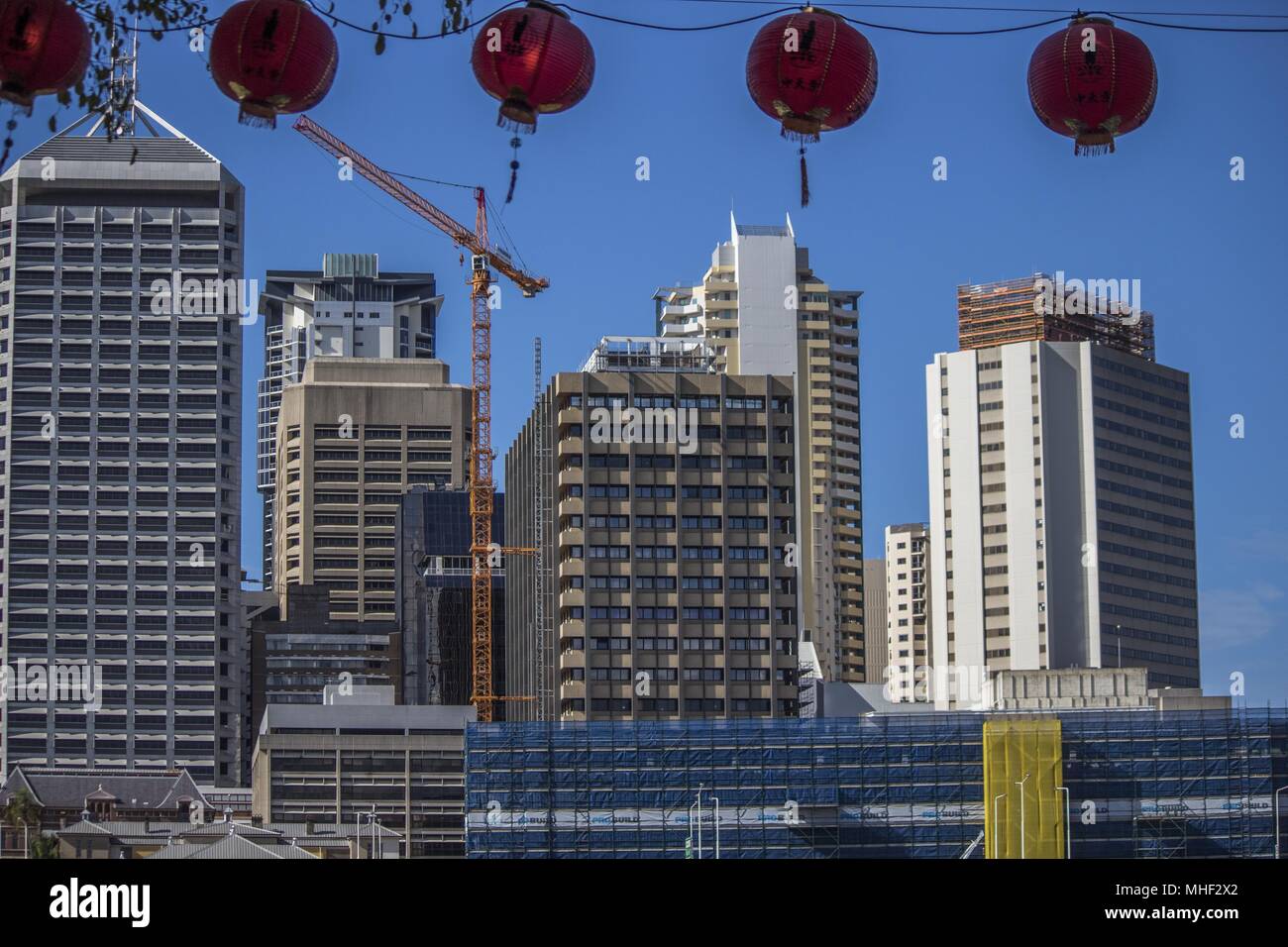 Images of Brisbane skyscrapers from across the river during chinese new ...