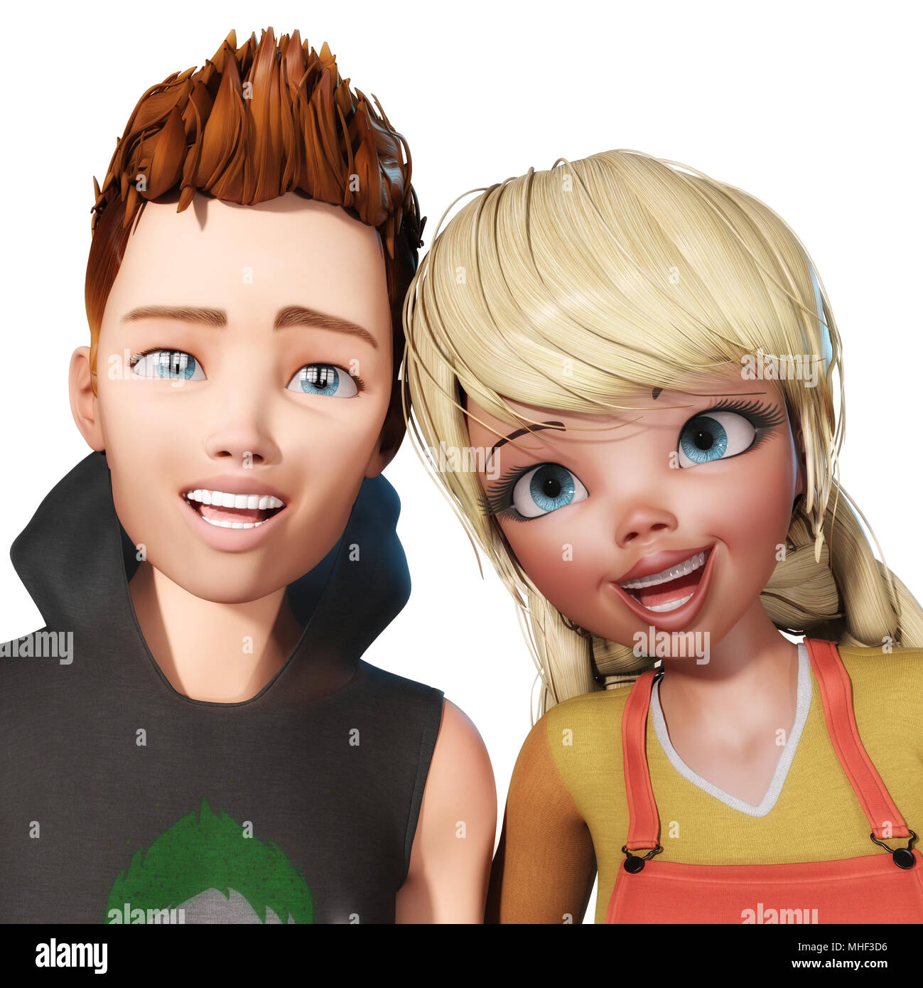 Digital 3D Illustration of Toon Kids Stock Photo - Alamy