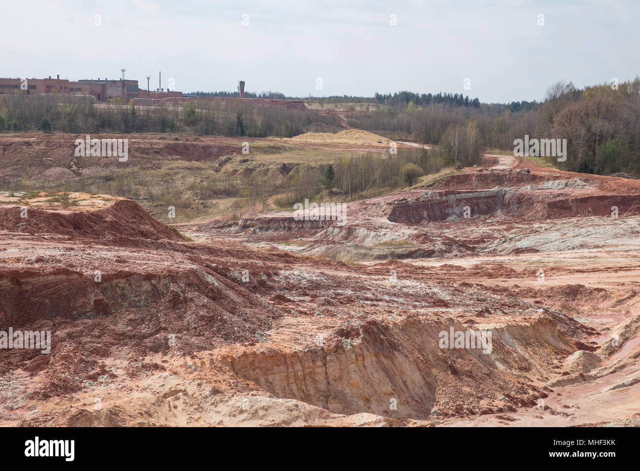 City Lode, Latvia. Old brick factory and clay career. Nature, sun at ...