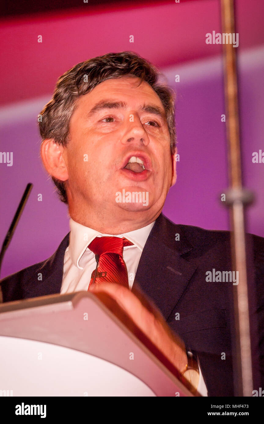 Chancellor of the Exchequer Gordon Brown MP addressing the Labour Party ...