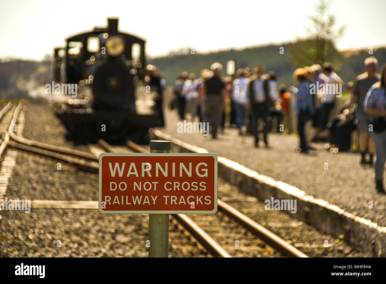 Warning sign on railway track hi-res stock photography and images - Alamy