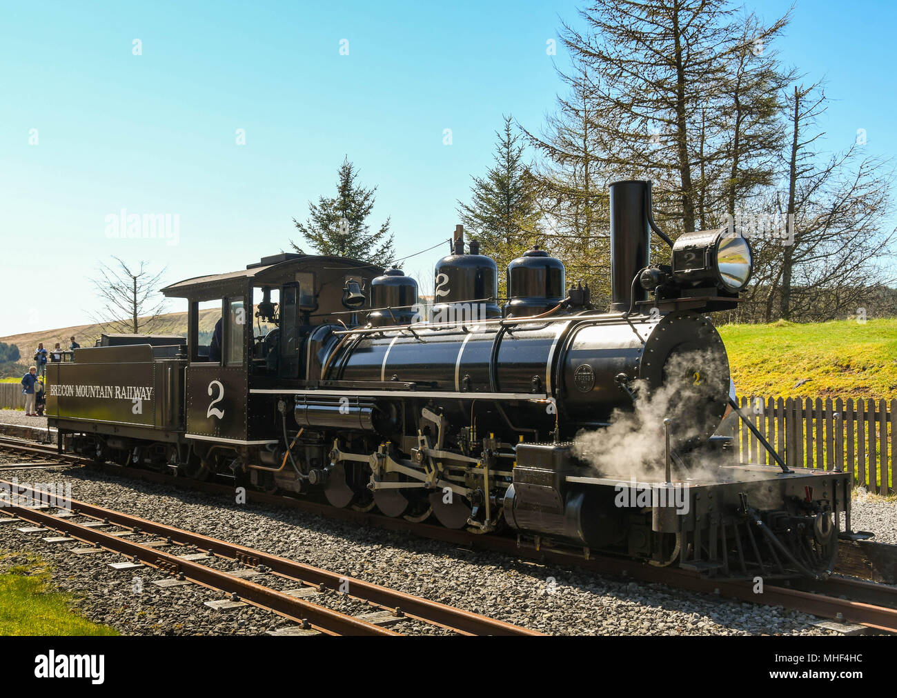 Steam engine on the Brecon Mountain Railway at Torpantau station Stock ...