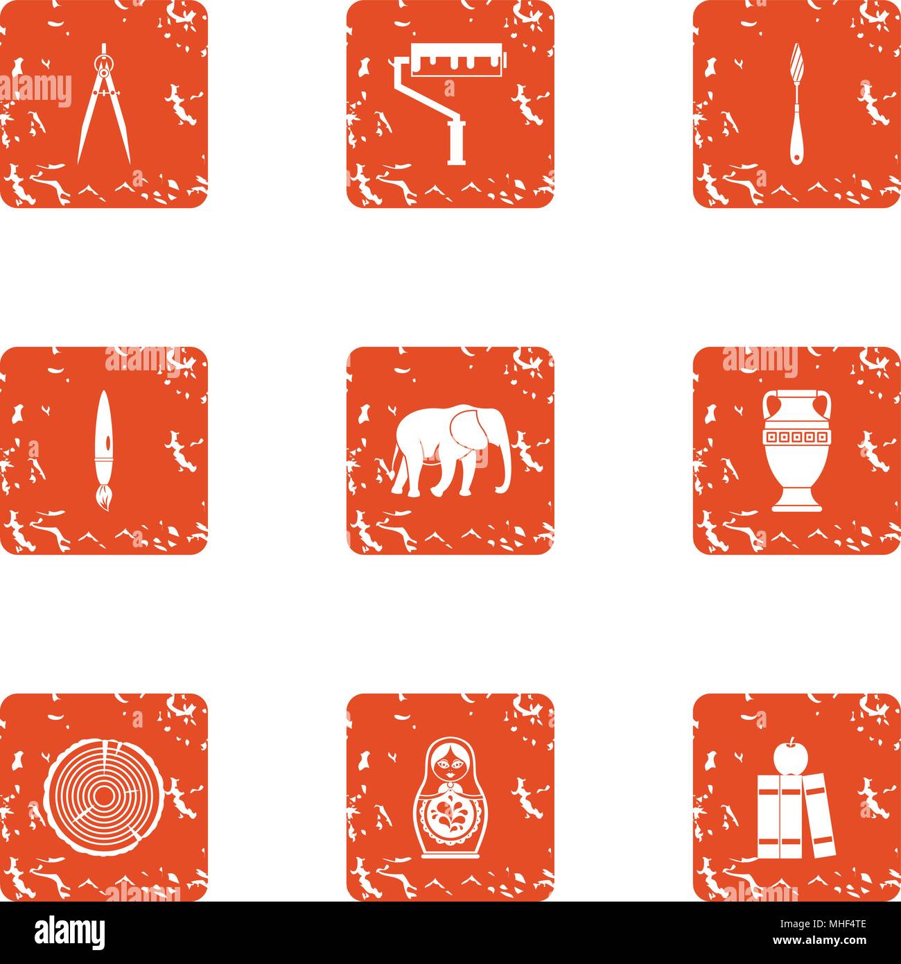 Coating icons set. Grunge set of 9 coating vector icons for web ...