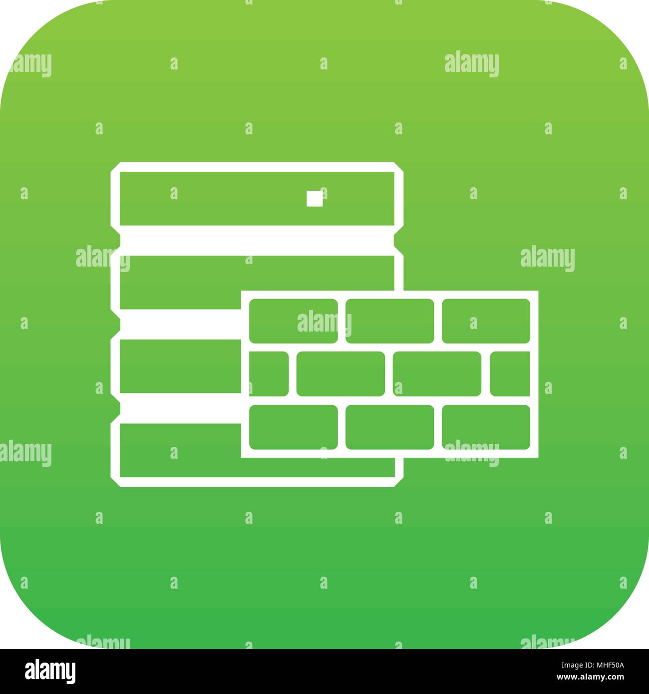 Database and brick wall icon digital green for any design isolated on ...