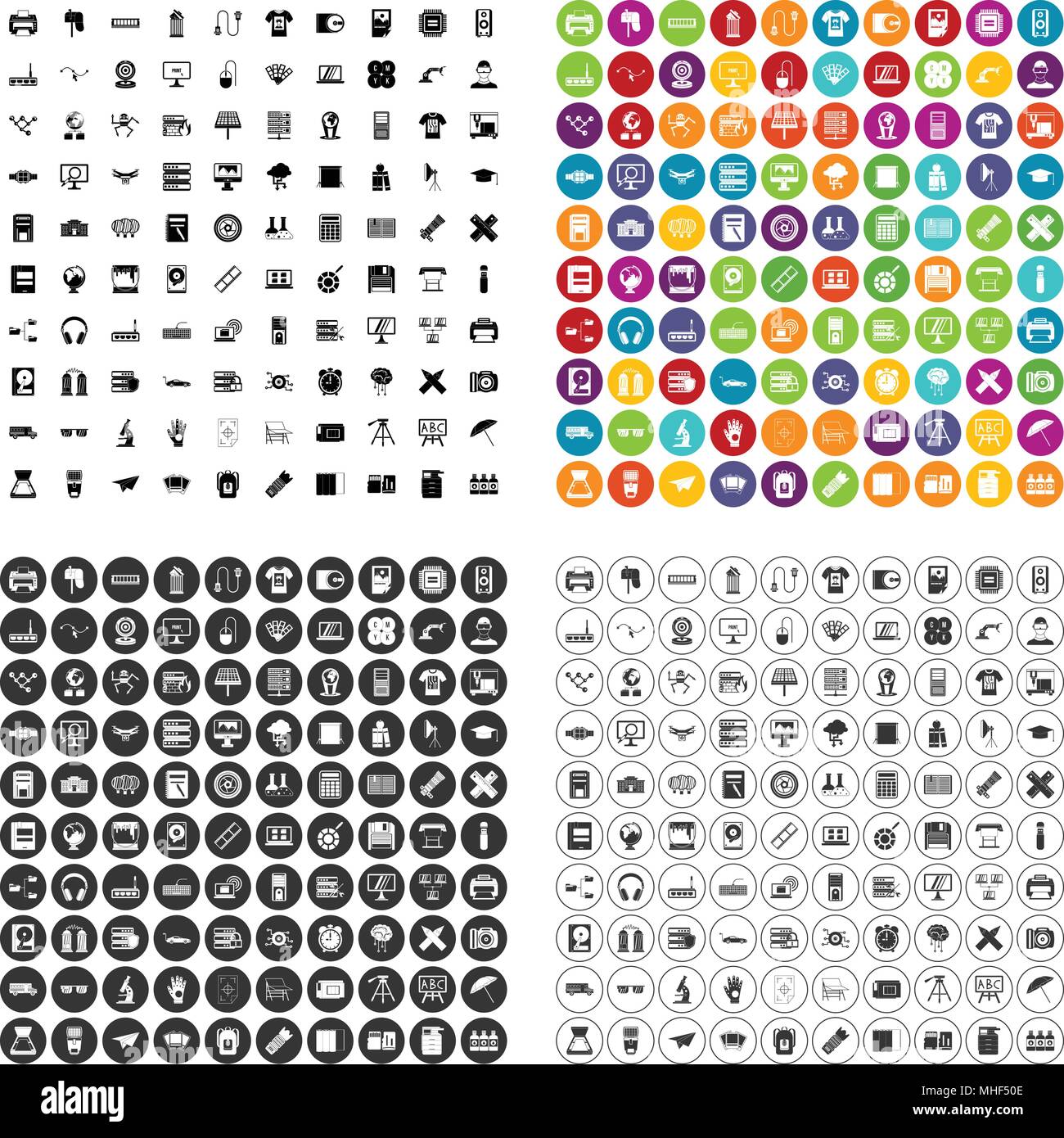 100 printer icons set vector in 4 variant for any web design isolated ...