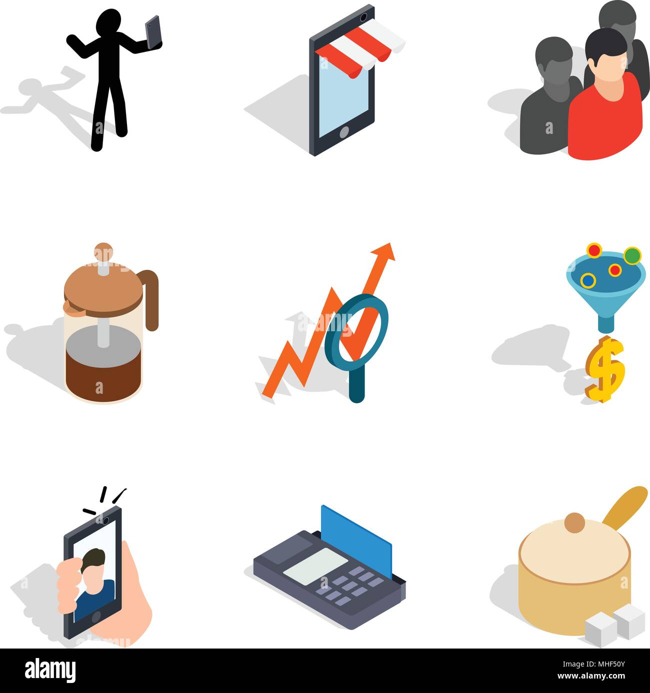 Dame icons set. Isometric set of 9 dame vector icons for web isolated ...