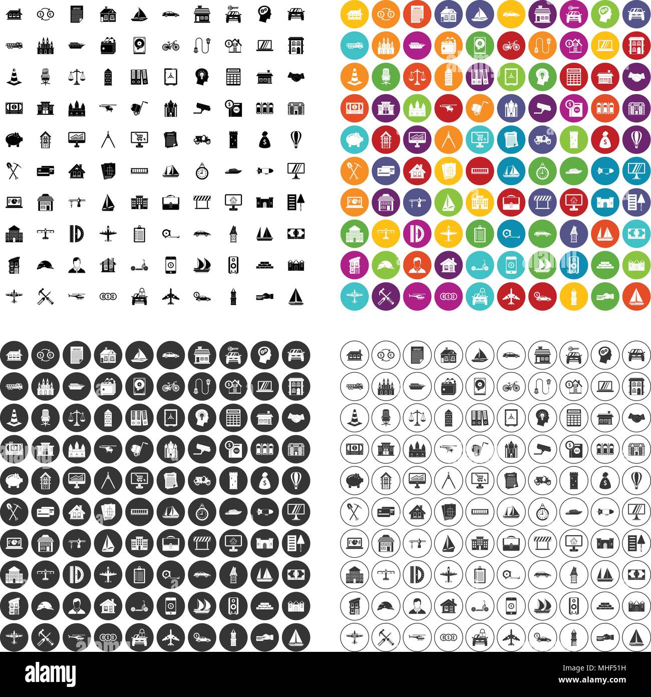100 private property icons set vector in 4 variant for any web design ...