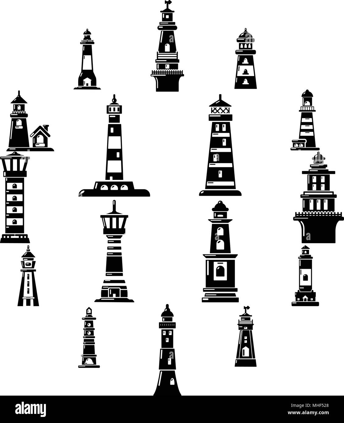 Lighthouse Icons Set Simple Illustration Of 16 Lighthouse Vector Icons For Web Stock Vector 9186