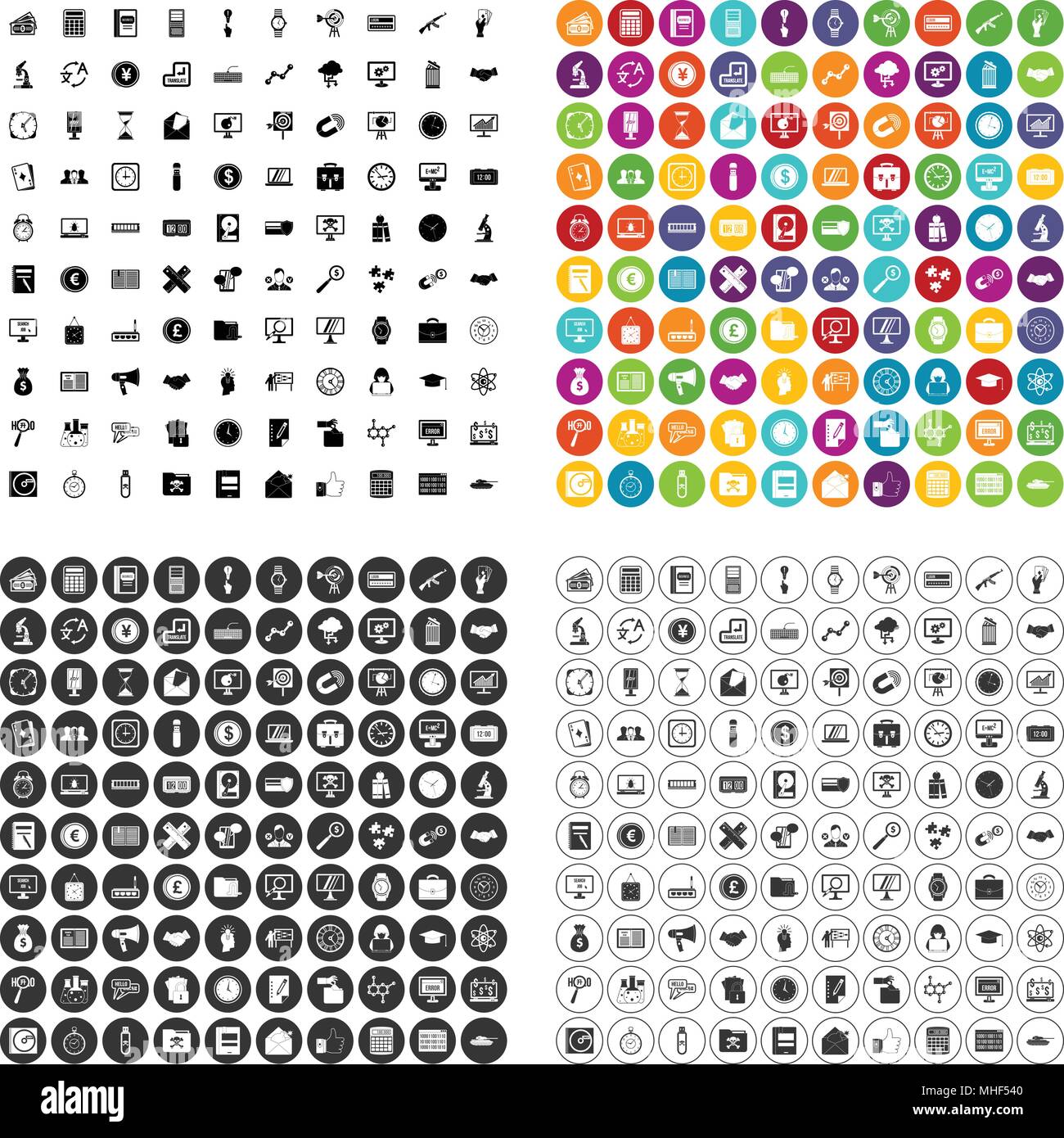 100 problem solving icons set vector in 4 variant for any web design ...