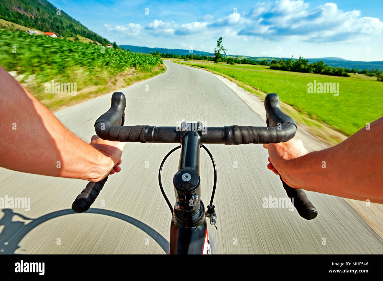 Road cycling wide angle speed shoot in nature Stock Photo - Alamy