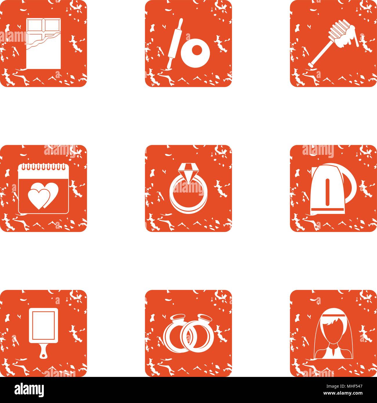 Charming icons set. Grunge set of 9 charming vector icons for web ...