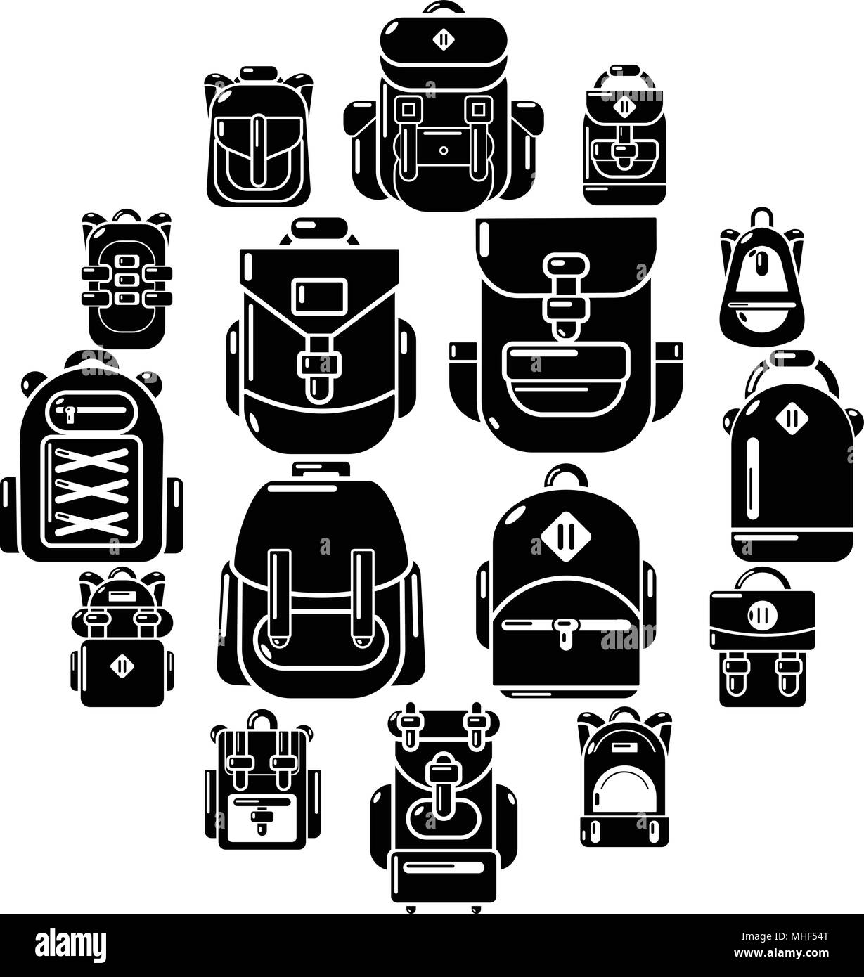 Backpack icons set. Simple illustration of 16 backpack vector icons for ...