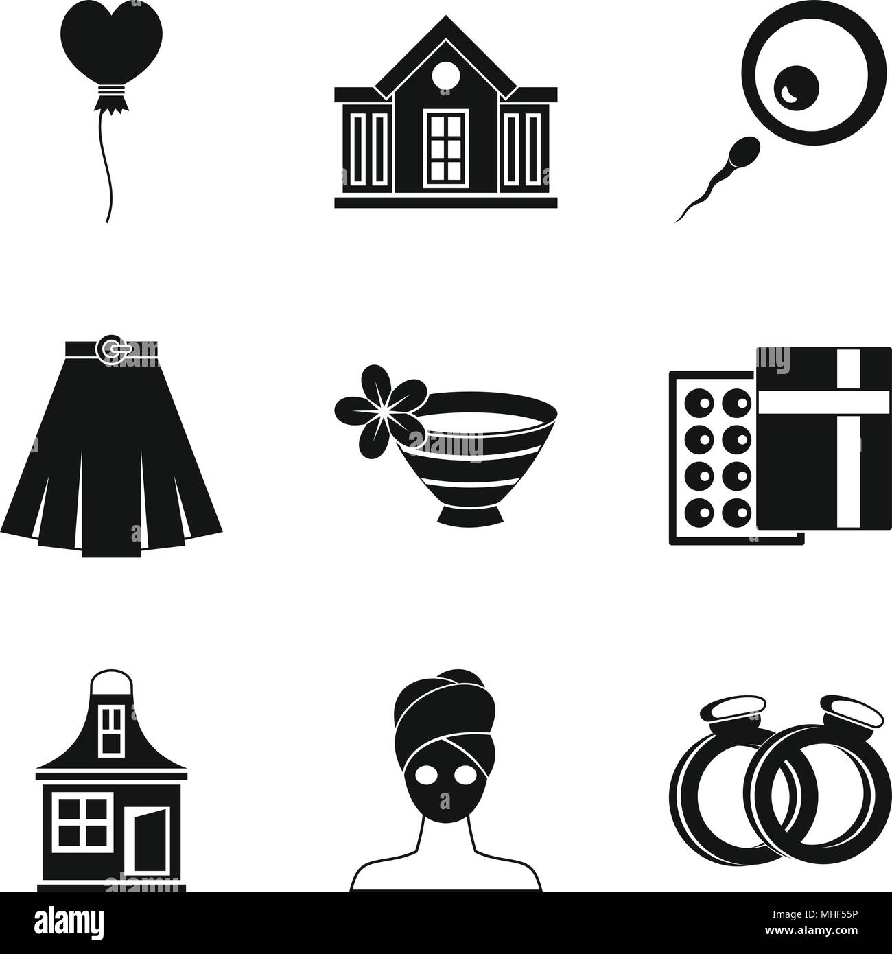Little woman icons set. Simple set of 9 little woman vector icons for ...