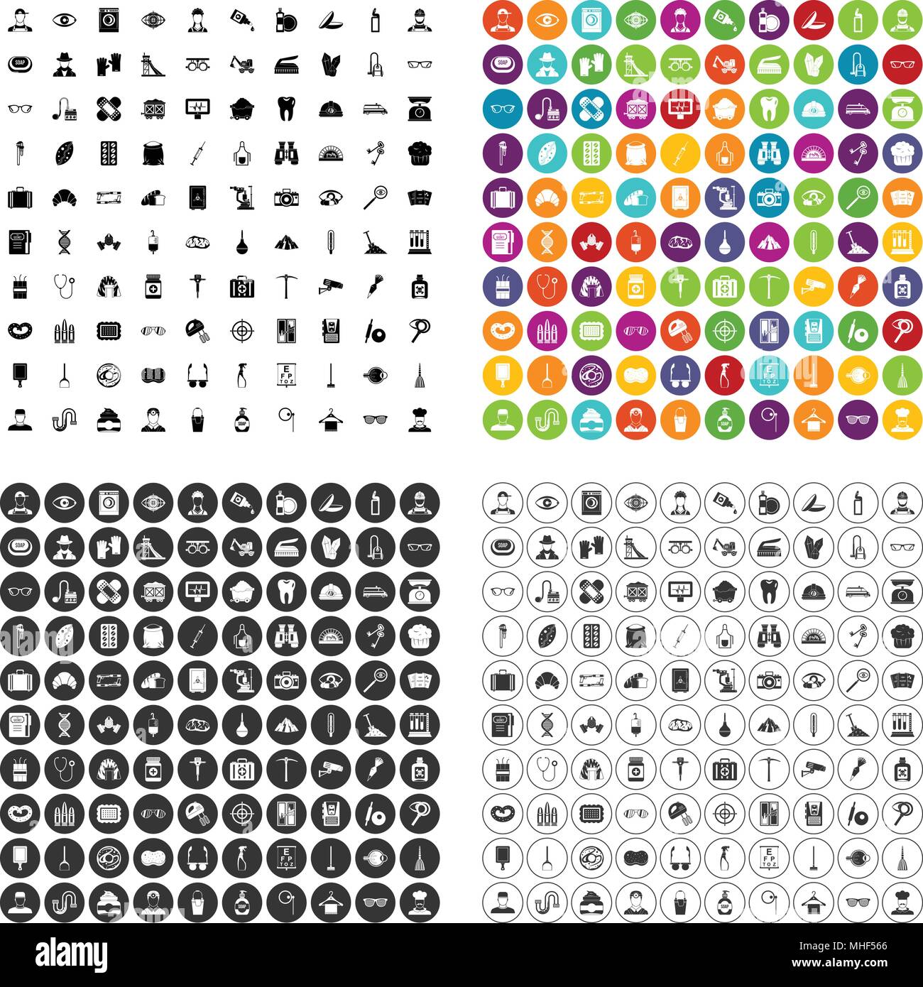 100 profession icons set vector in 4 variant for any web design ...