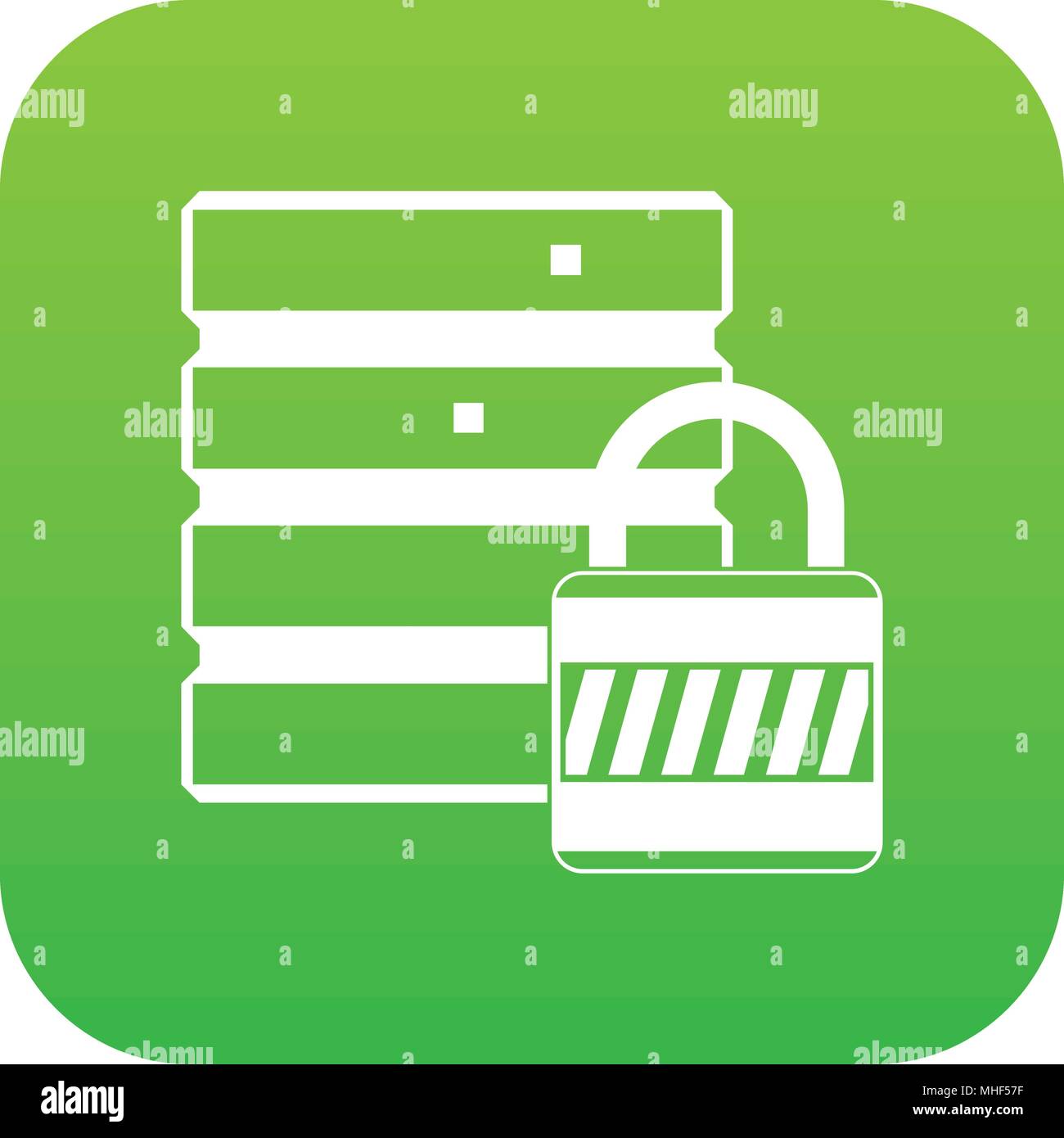 Database with padlock icon digital green for any design isolated on ...