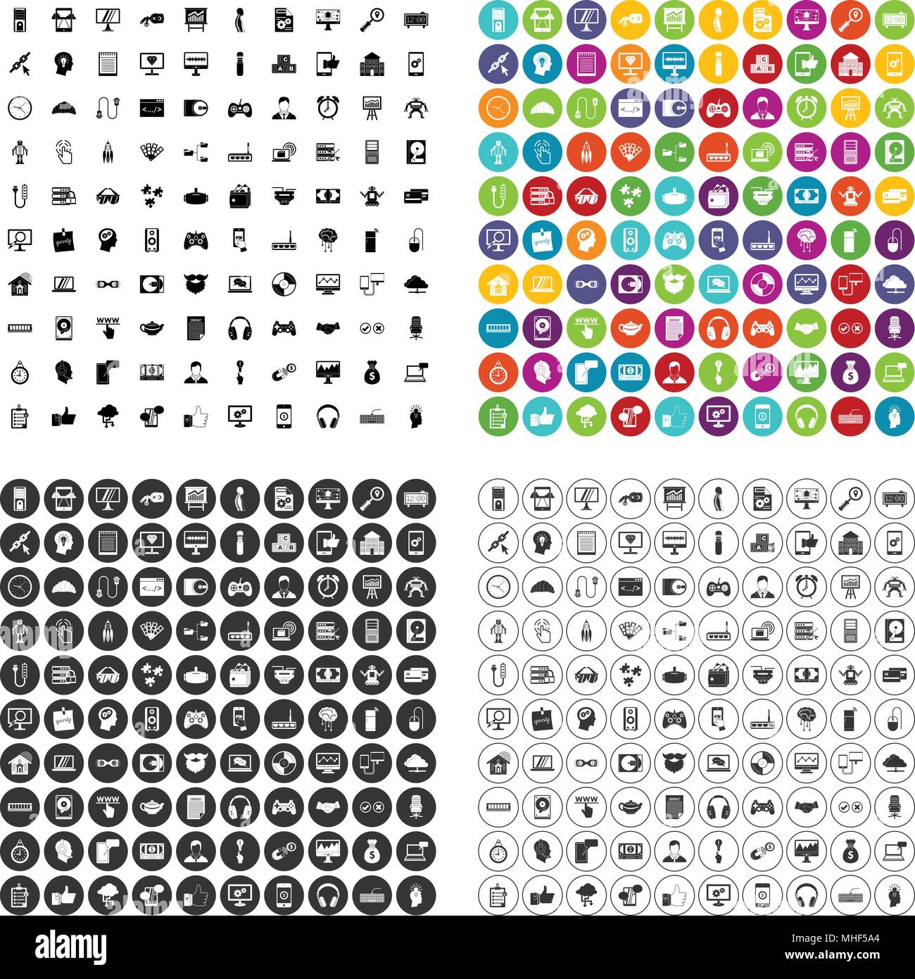 100 programmer icons set vector in 4 variant for any web design ...