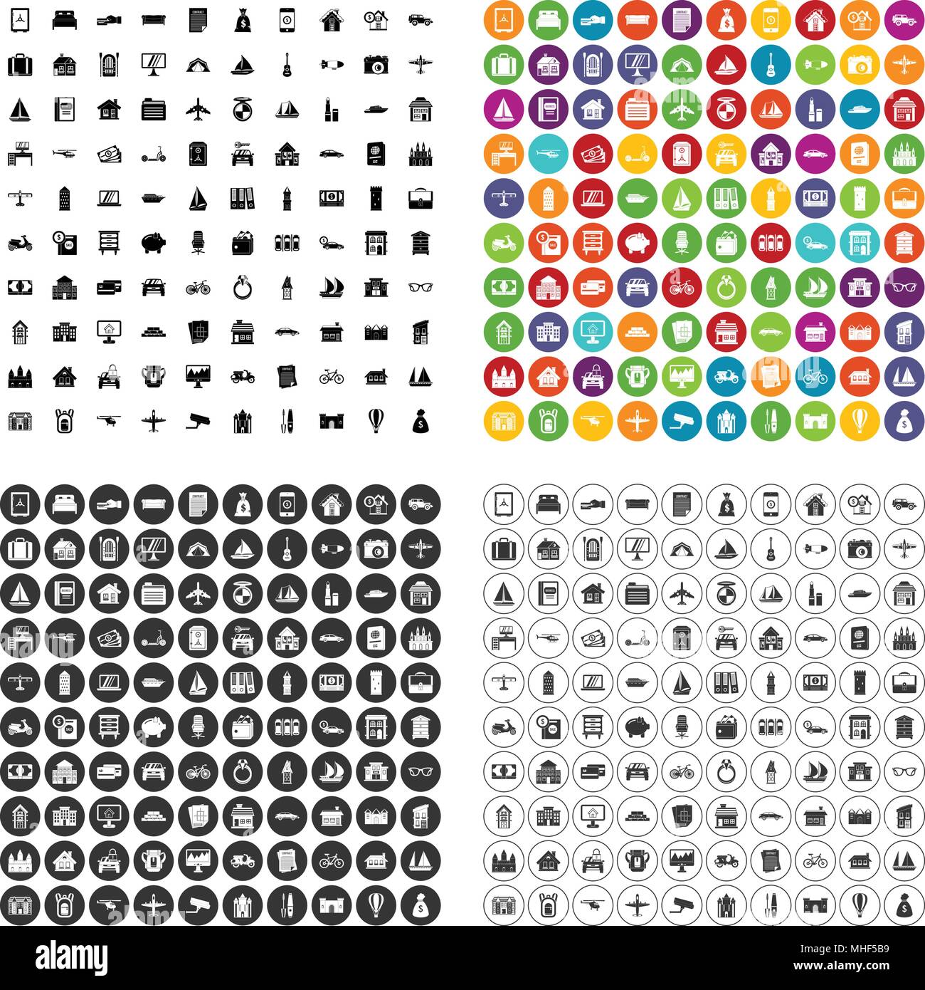100 property icons set vector in 4 variant for any web design isolated ...