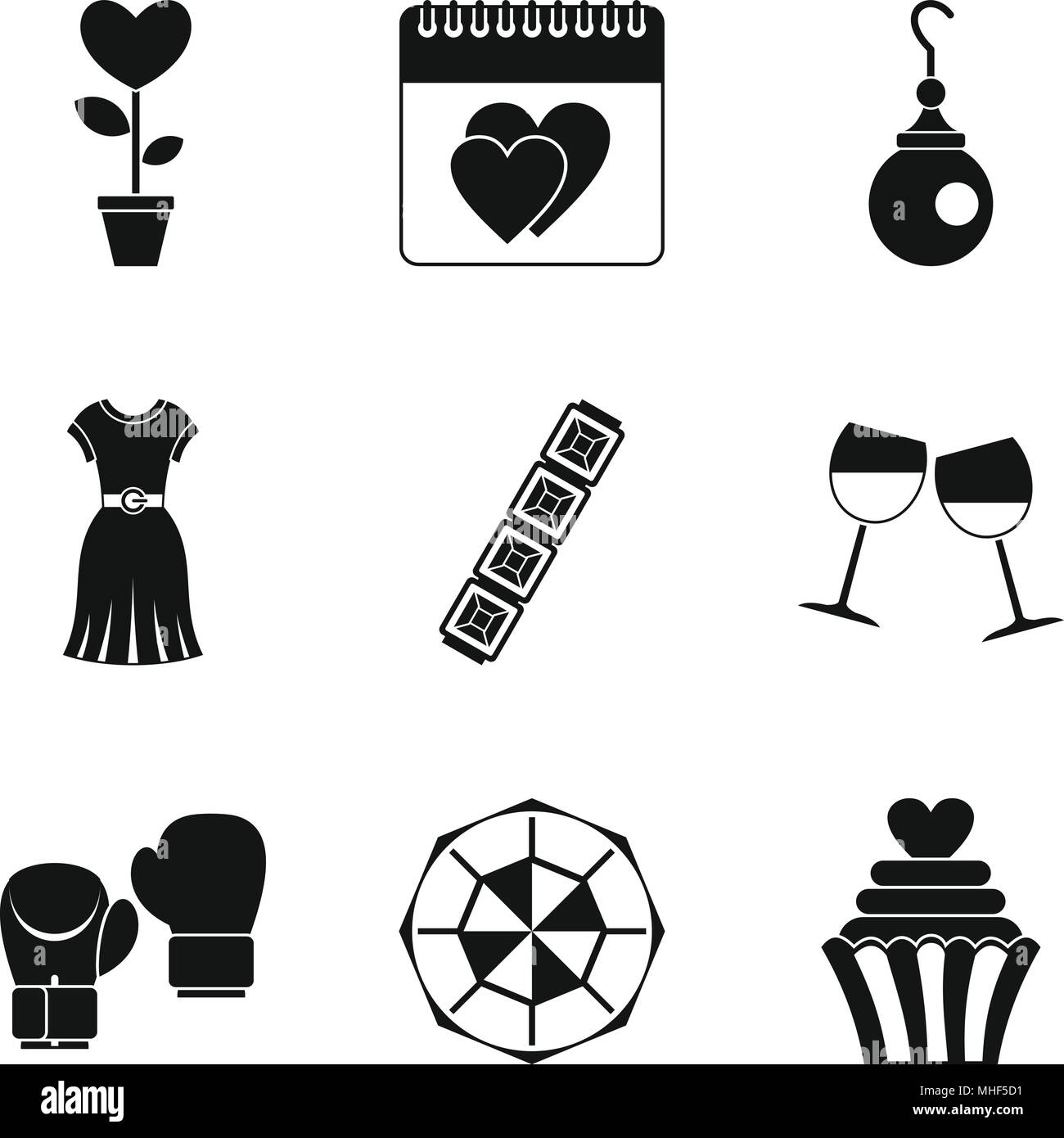 Female beginning icons set. Simple set of 9 female beginning vector ...