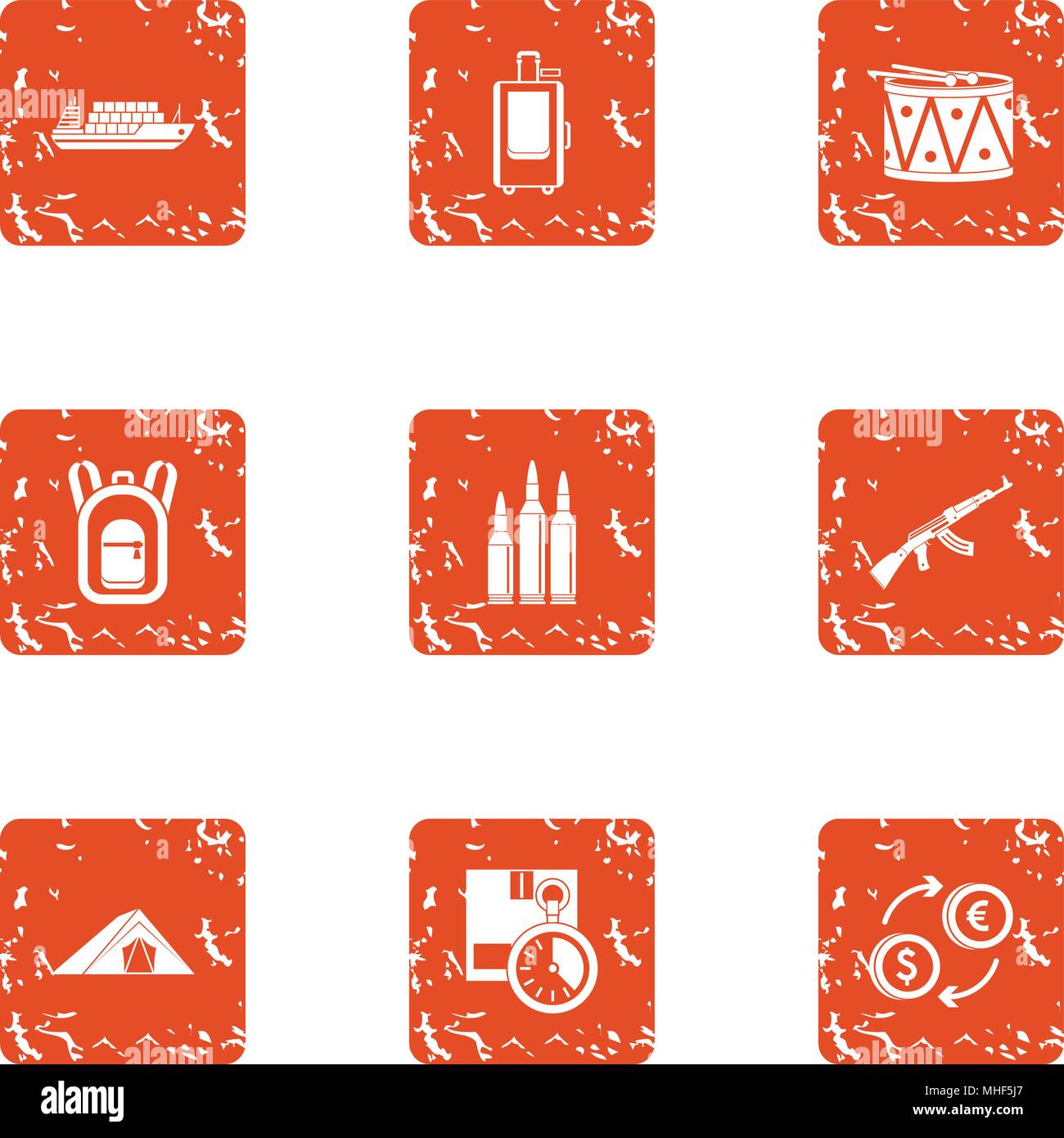 Business undertaking icons set. Grunge set of 9 business undertaking ...