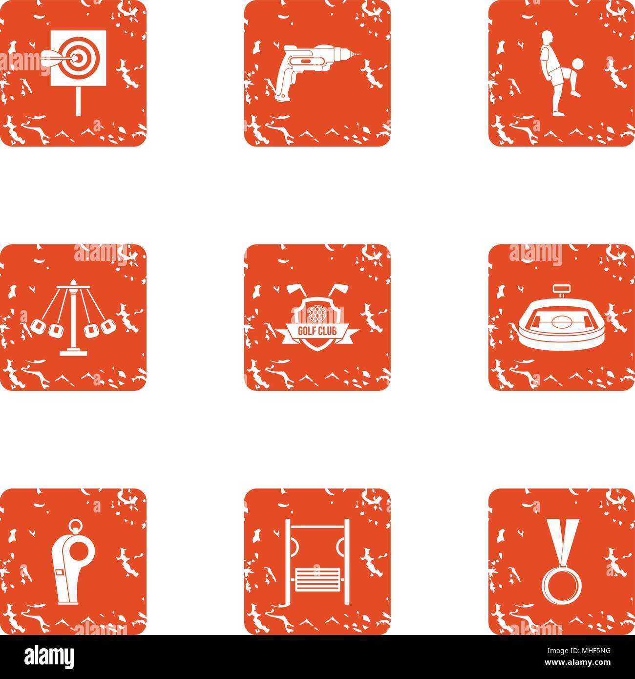 Football manager icons set. Grunge set of 9 football manager vector ...