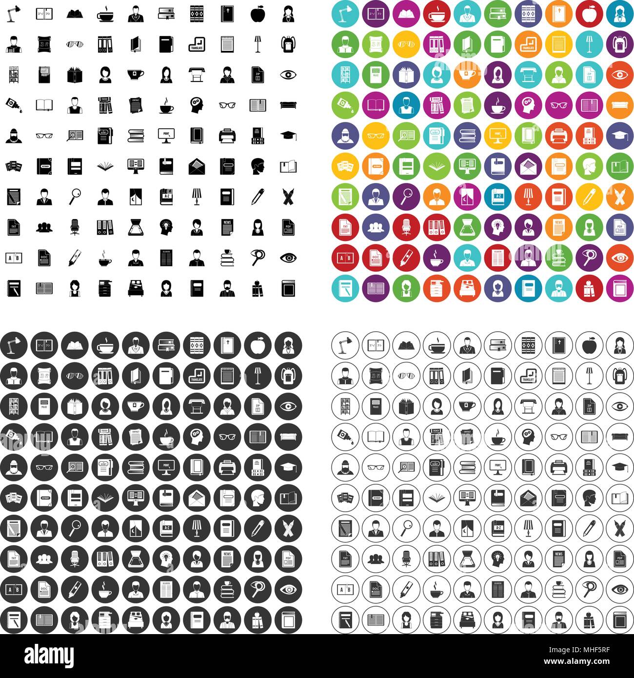 100 reader icons set vector in 4 variant for any web design isolated on ...