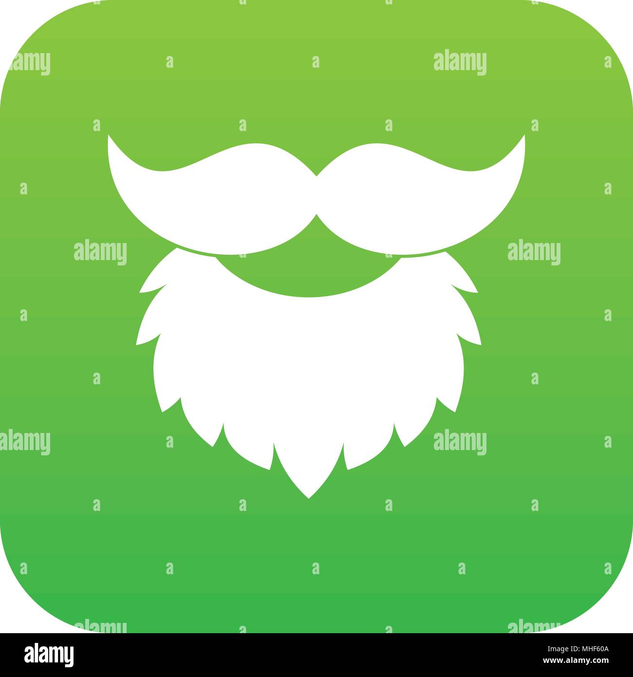Beard and mustache icon digital green for any design isolated on white ...