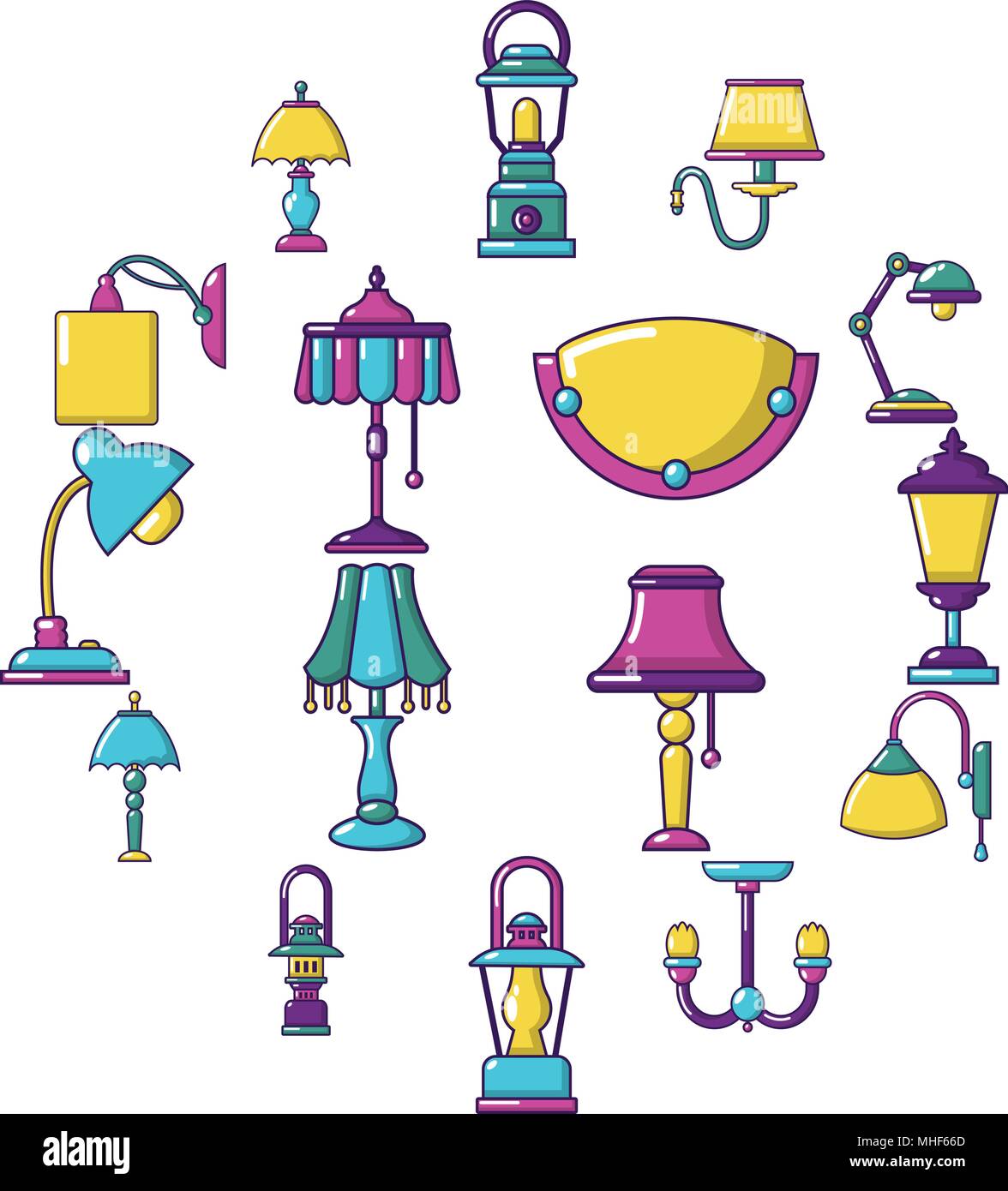 Lamp icons set. Cartoon illustration of 16 lamp vector icons for web ...