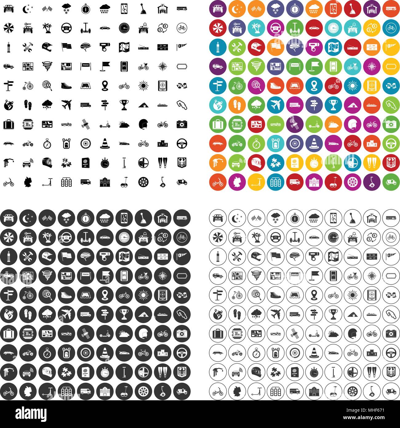 100 ride icons set vector in 4 variant for any web design isolated on ...