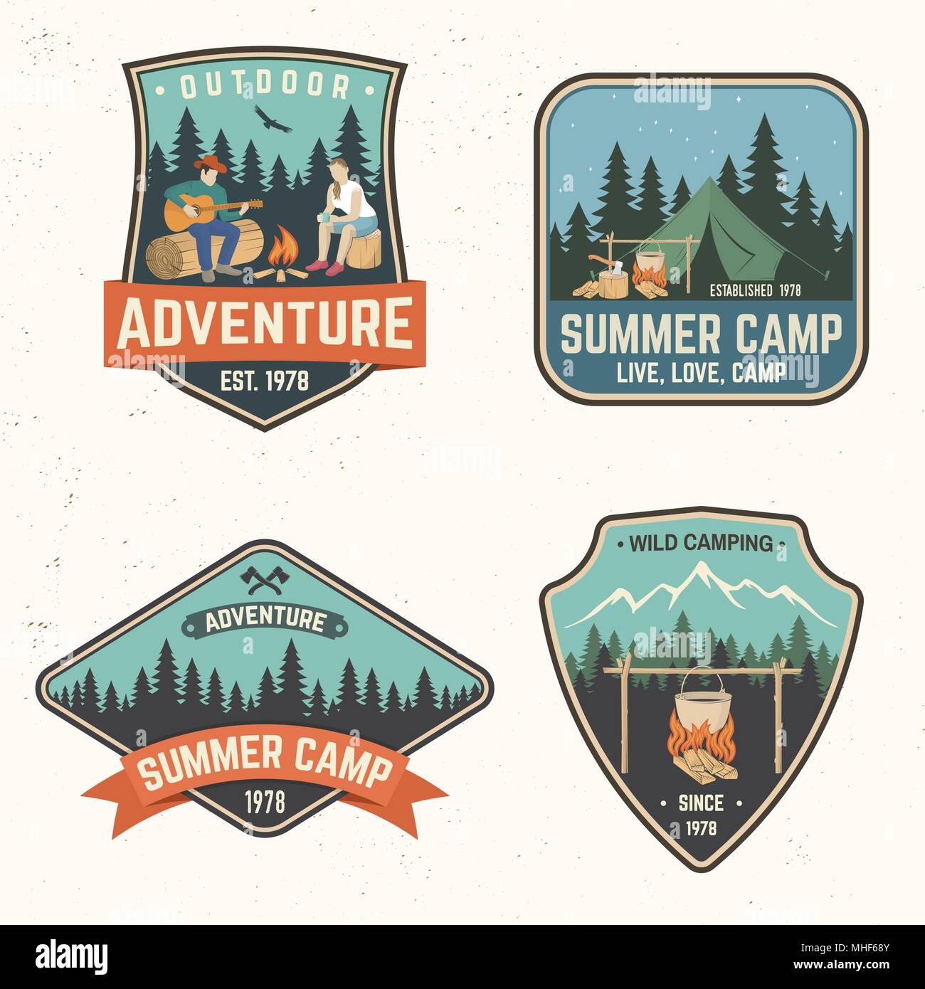 Set of Summer camp badges. Vector. Concept for shirt , print, stamp ...