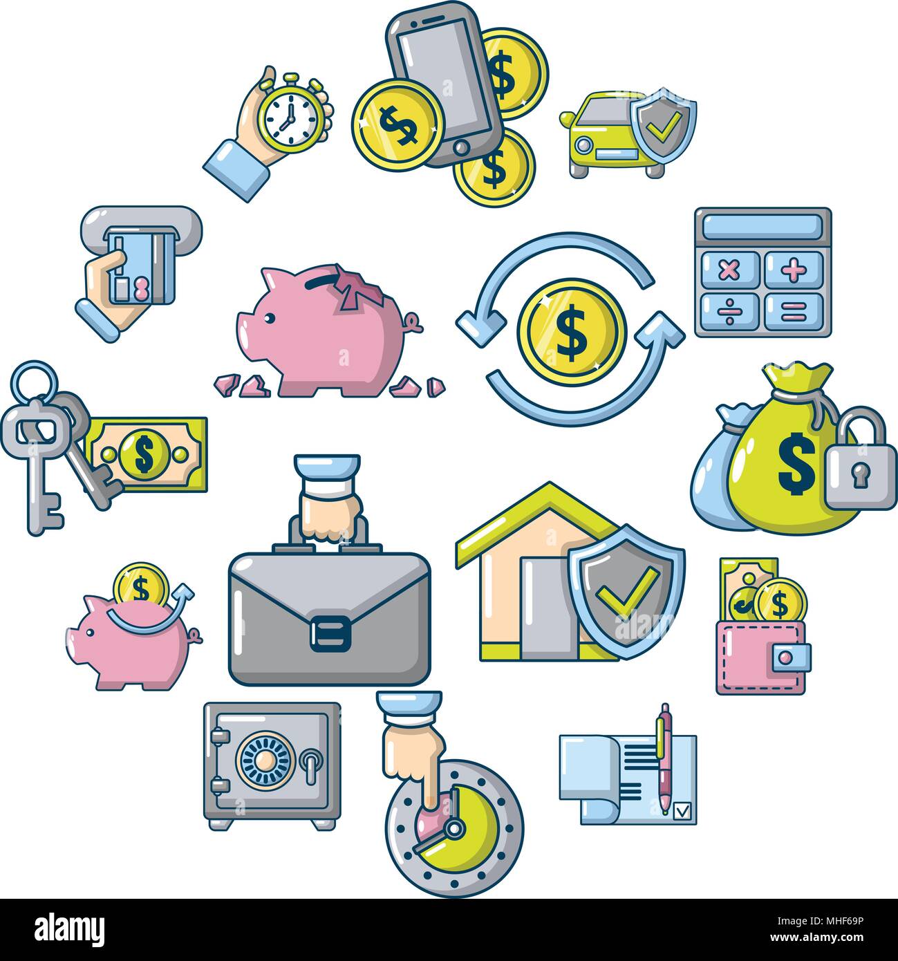 Credit icons set. Cartoon illustration of 16 credit vector icons for ...