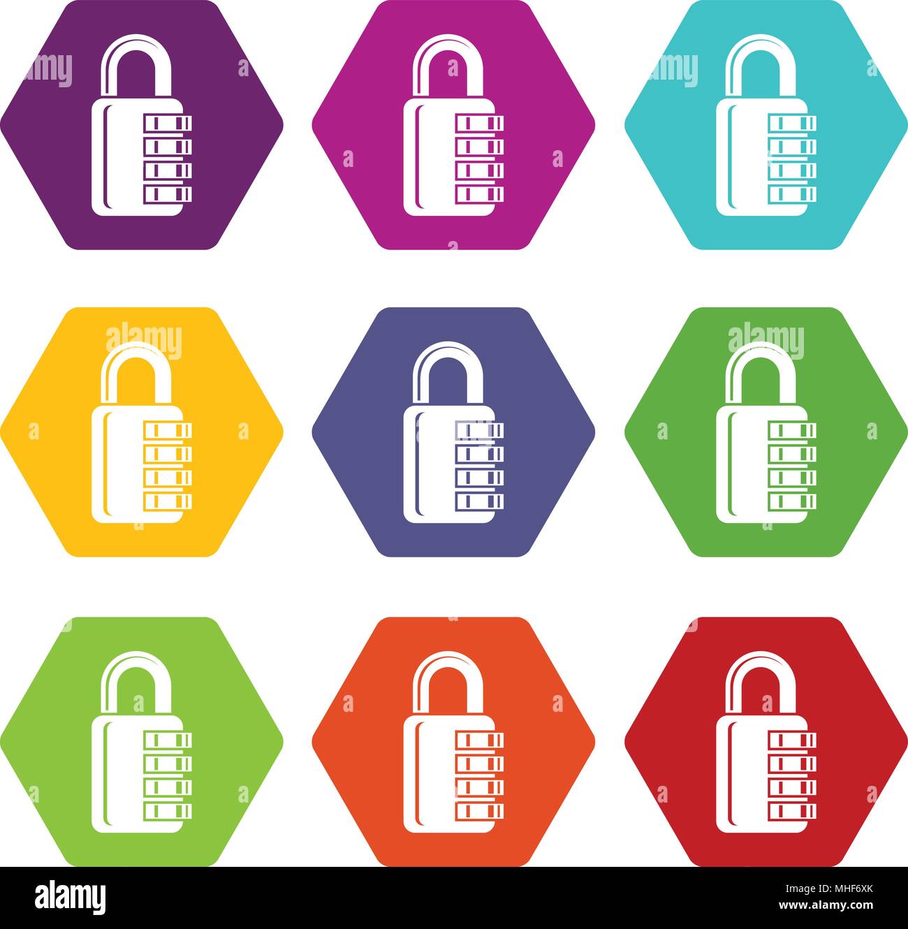 Combination lock icons set 9 vector Stock Vector Image & Art - Alamy