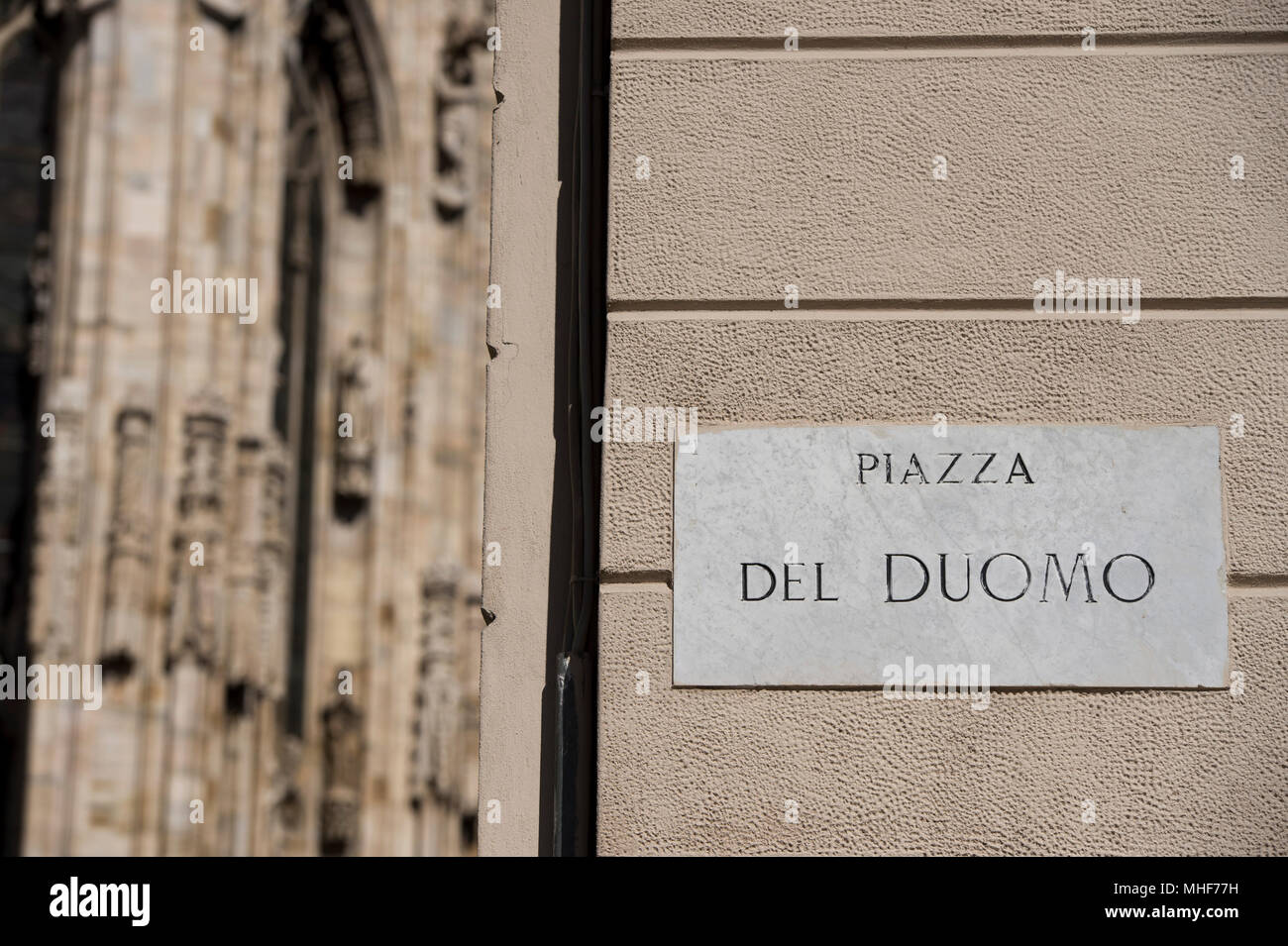 Milan Dome gothic Cathedral piazza del duomo sign Stock Photo - Alamy