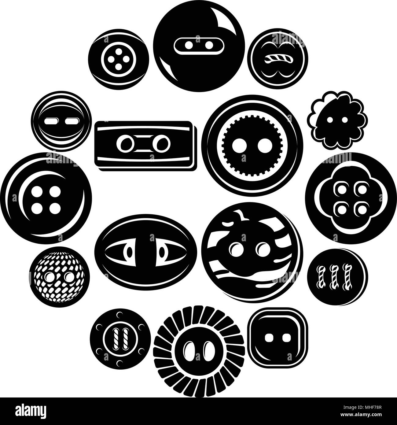 Clothes button icons set, simple style Stock Vector Image & Art - Alamy