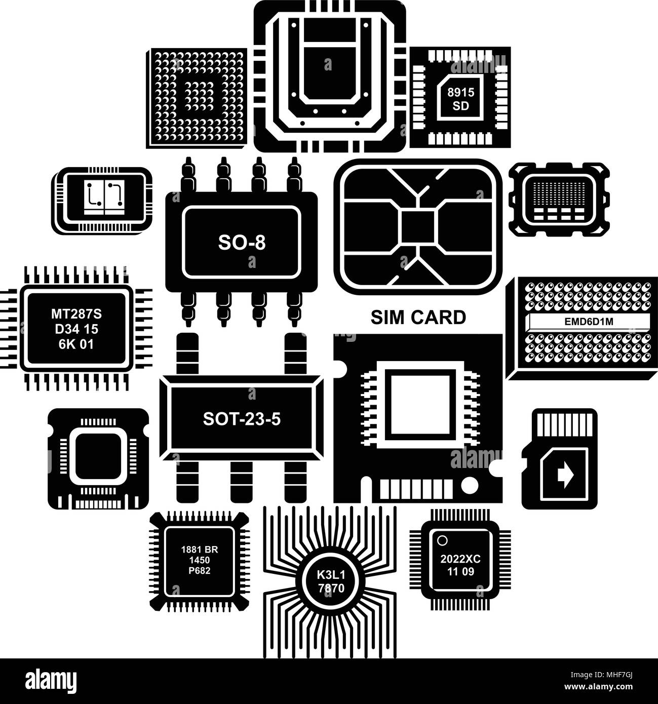 Computer chips icons set, simple style Stock Vector Image & Art - Alamy