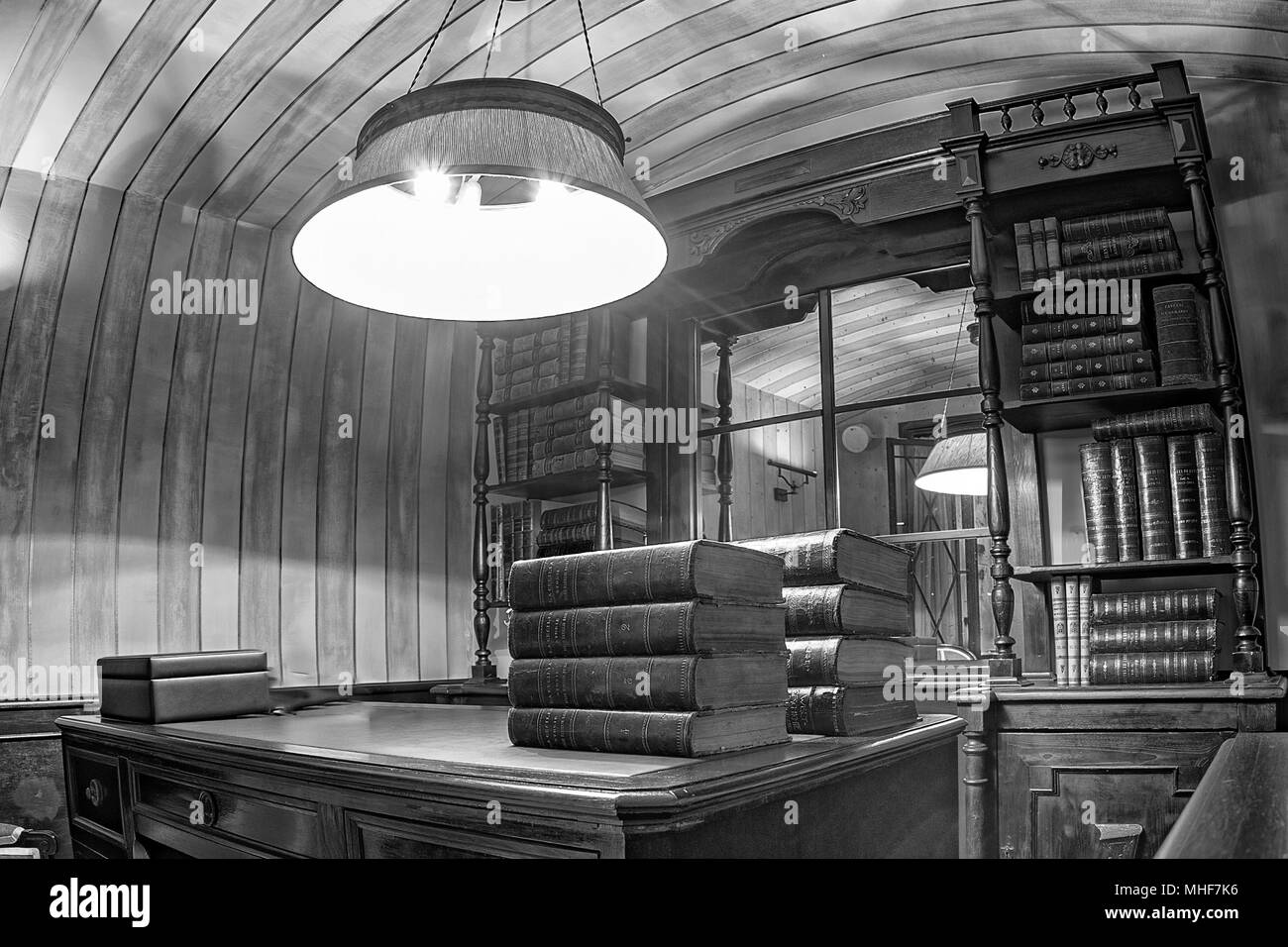 Books Shelf inside a library Stock Photo - Alamy