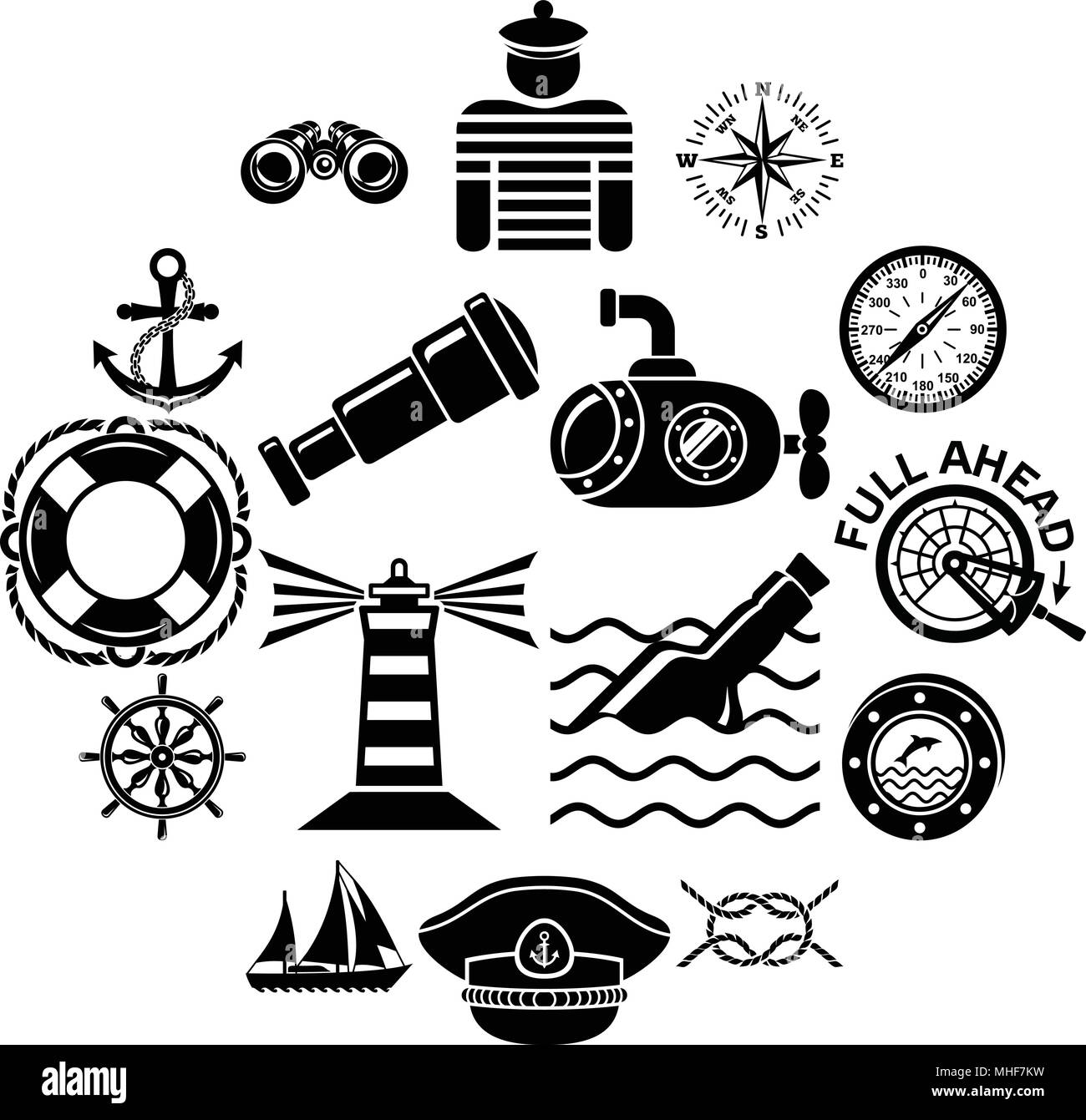 Nautical icons set, simple style Stock Vector Image & Art - Alamy