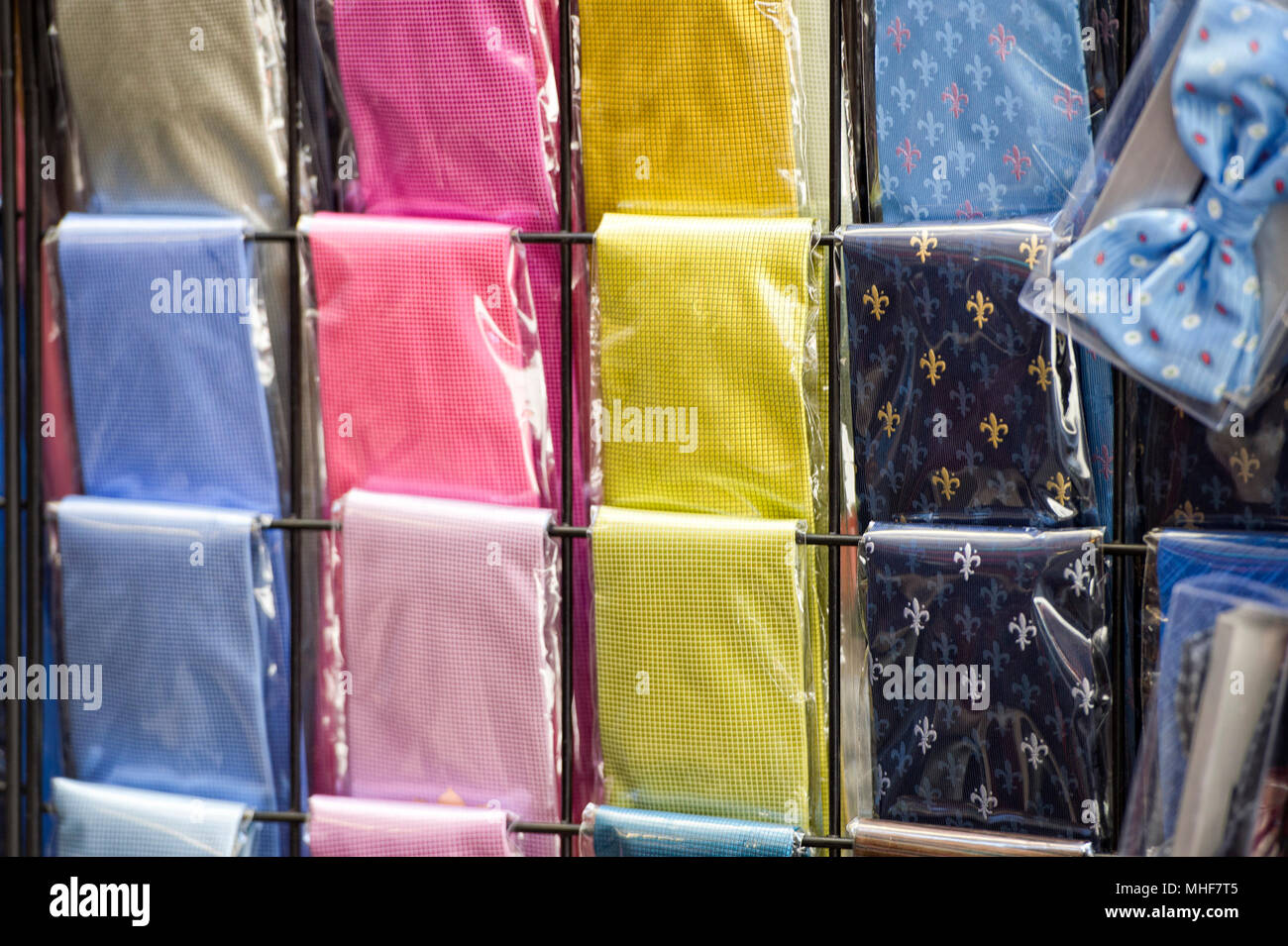 italian made silk tie on display stand Stock Photo - Alamy