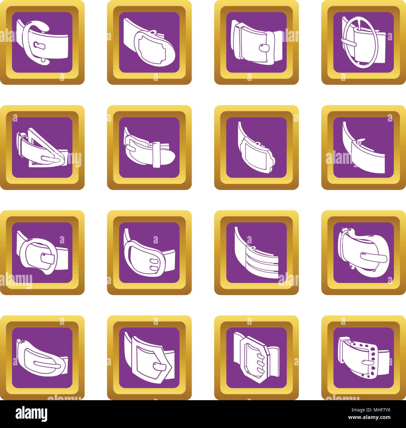 Belt buckle icons set purple square vector Stock Vector Image & Art - Alamy