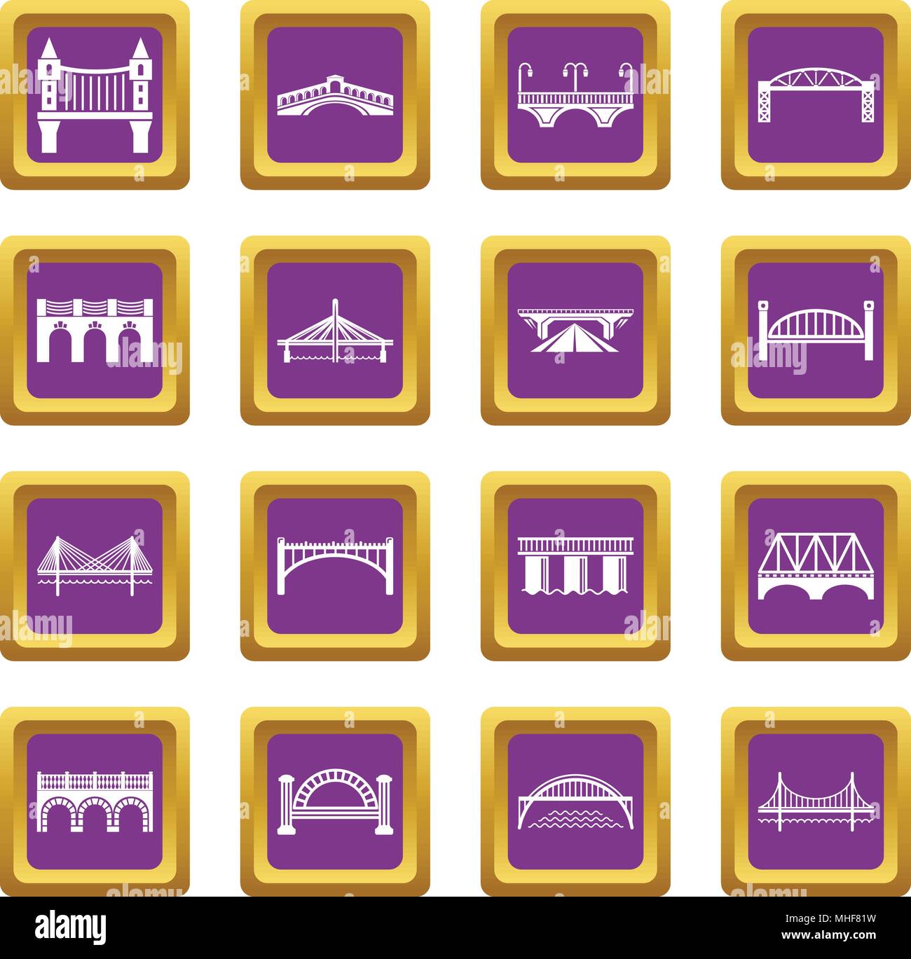 Bridge icons set purple square vector Stock Vector Image & Art - Alamy