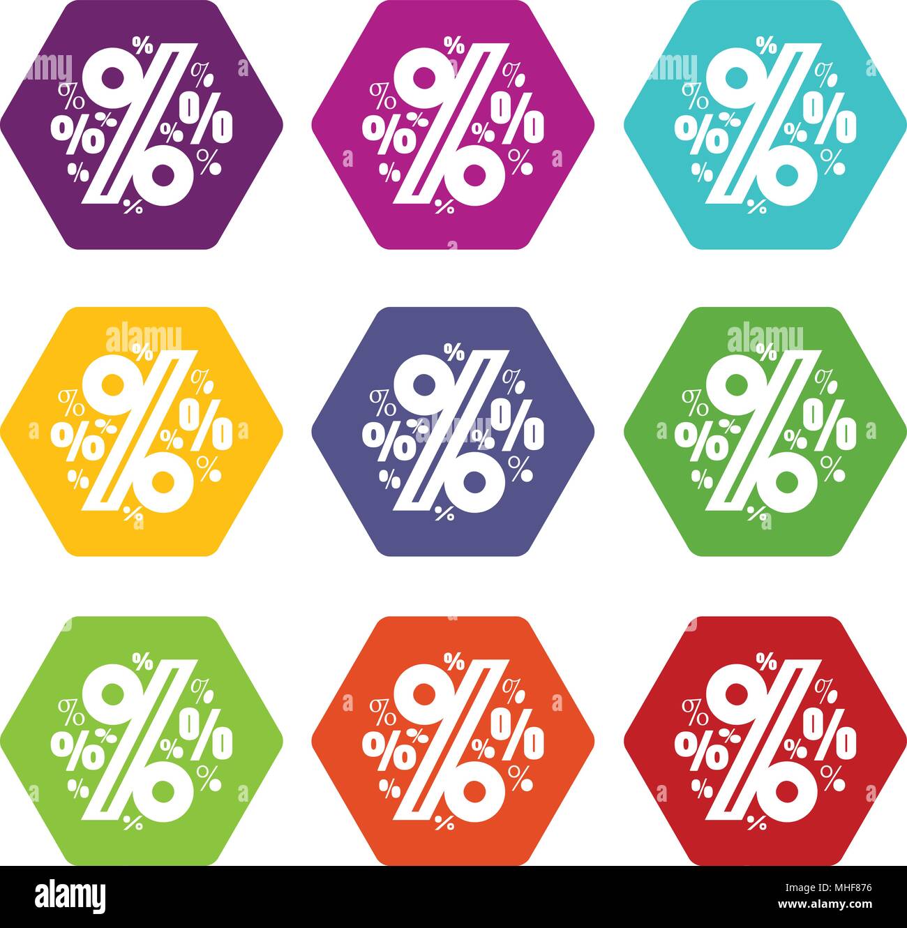 Percentage icons set 9 vector Stock Vector Image & Art - Alamy