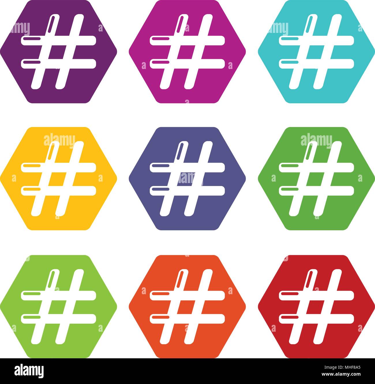 Hashtag icons set 9 vector Stock Vector Image & Art - Alamy