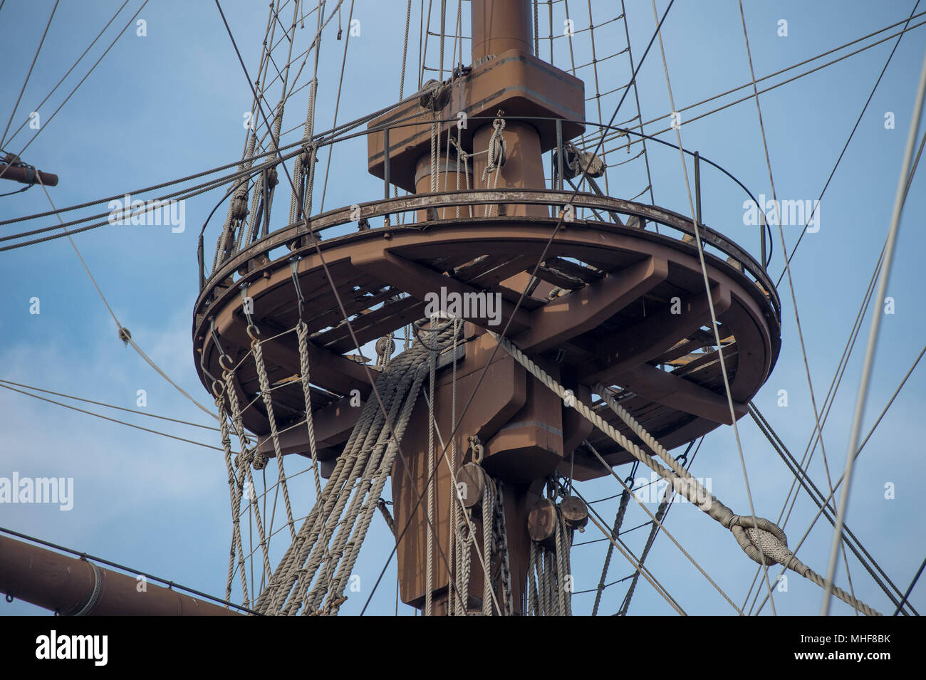 wooden pirate sail ship detail close up Stock Photo - Alamy