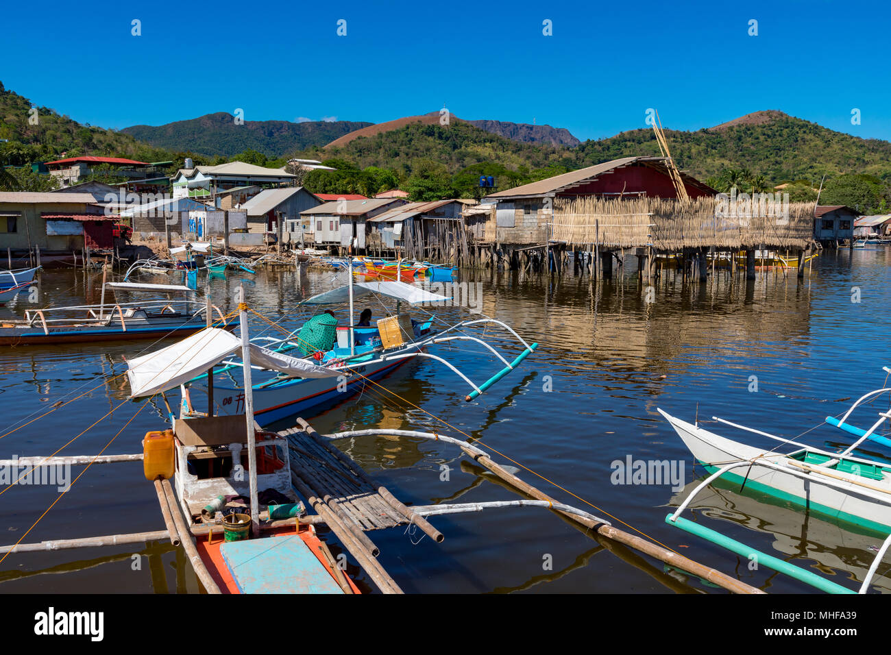Coron Palawan Philippines April 11, 2018 Boats in the port of Coron ...