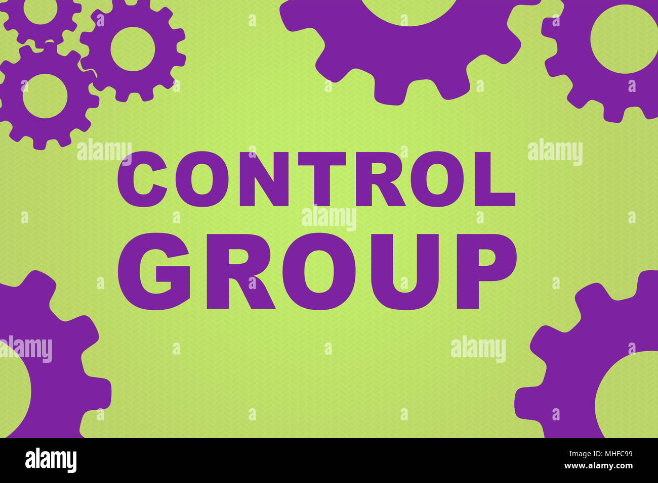 CONTROL GROUP sign concept illustration with purple gear wheel figures ...