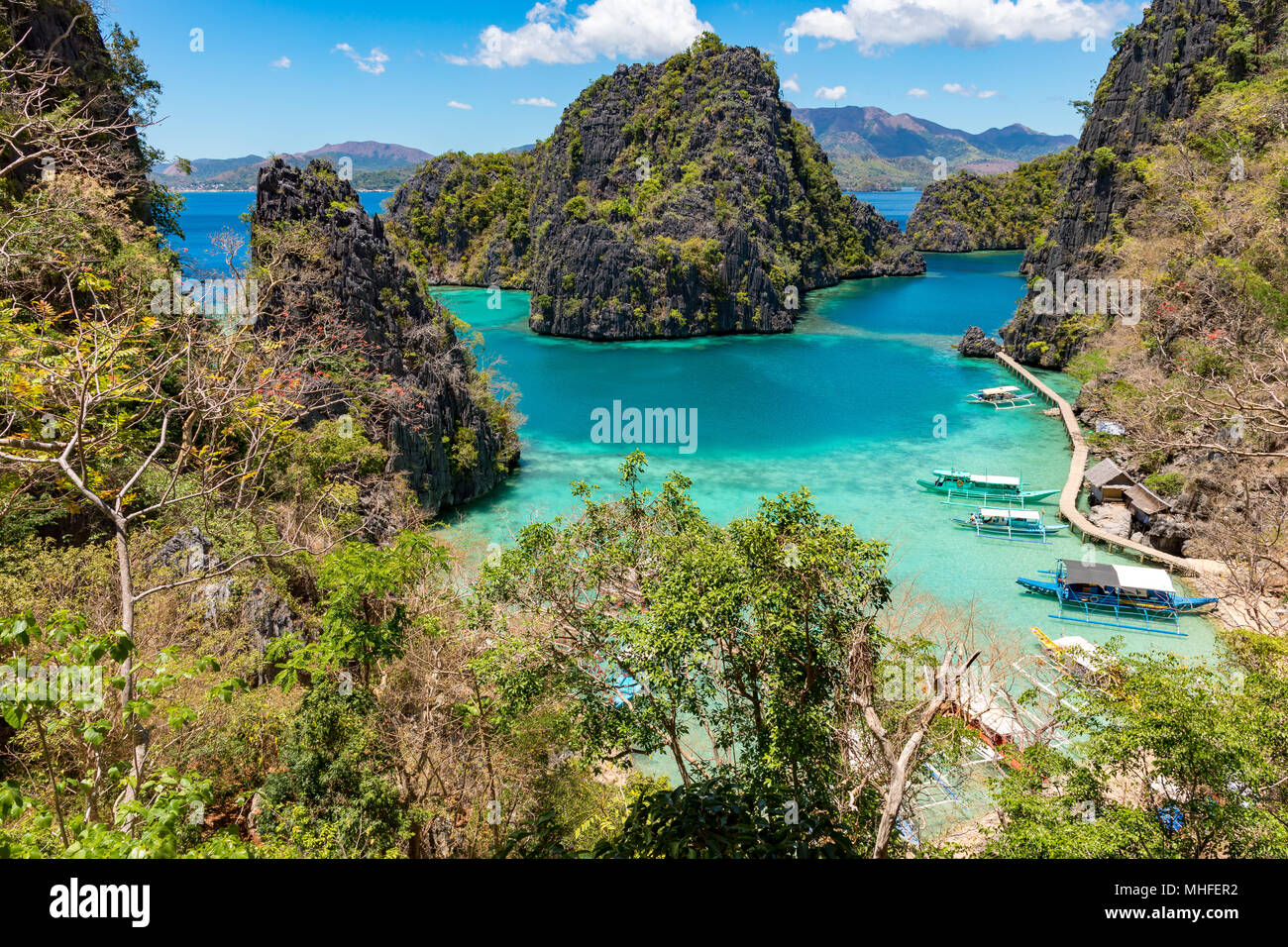 Coron Palawan Philippines April 12, 2018 Pink coral sand on CYC beach ...