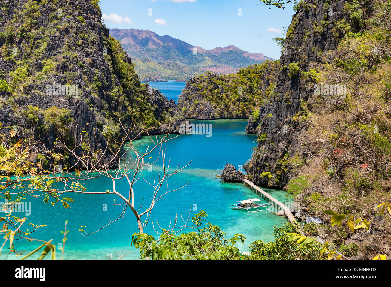Coron Palawan Philippines April 12, 2018 Pink coral sand on CYC beach ...